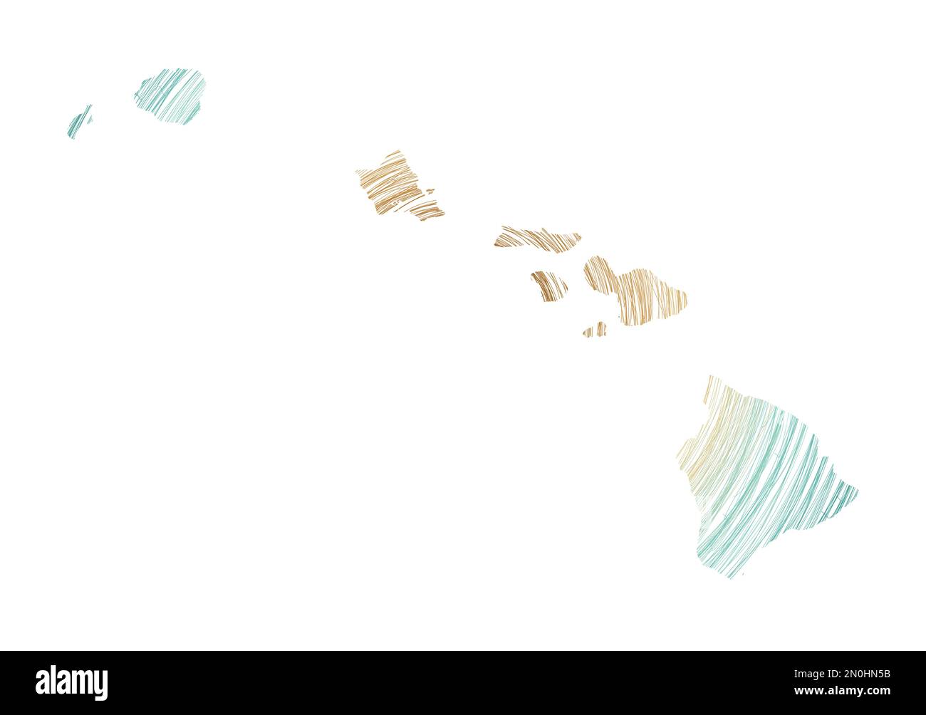 Hawaii map filled with concentric circles. Sketch style circles in ...