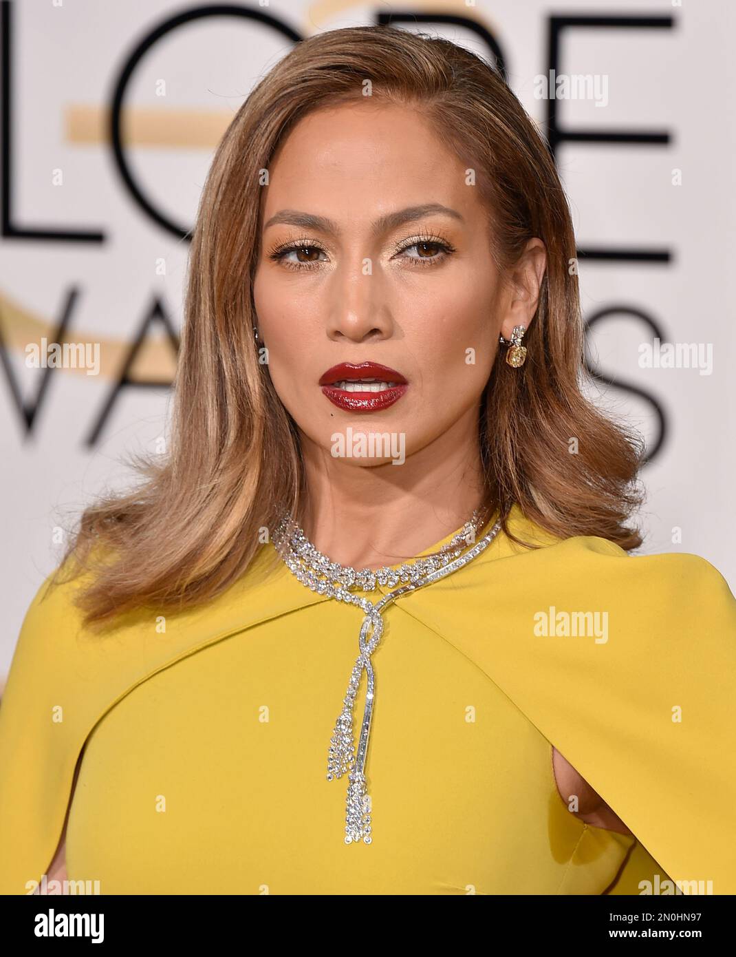 Jennifer Lopez arrives at the 73rd annual Golden Globe Awards on Sunday ...