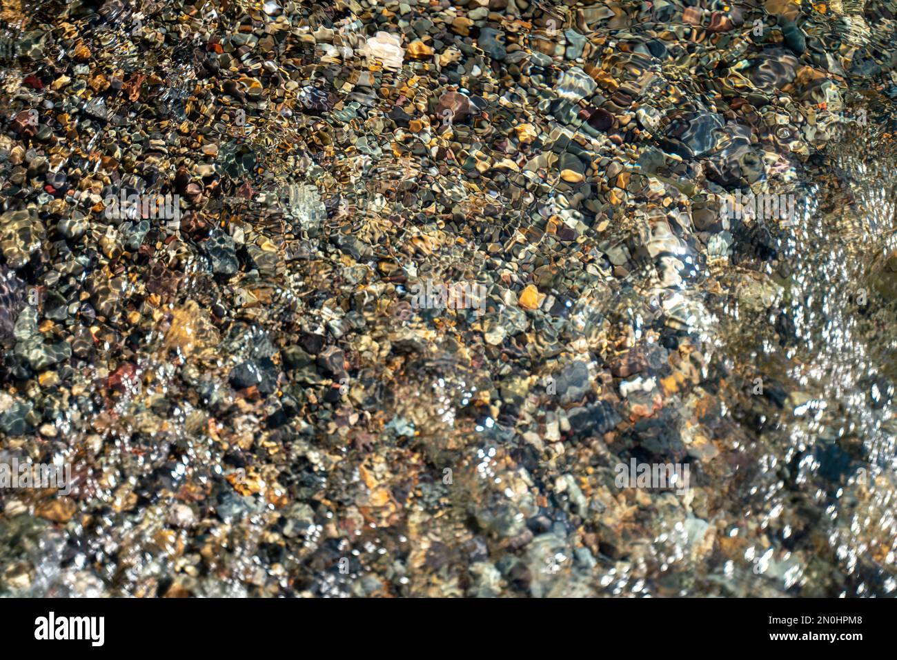 The texture of the bottom. Many small stones are visible under the ...