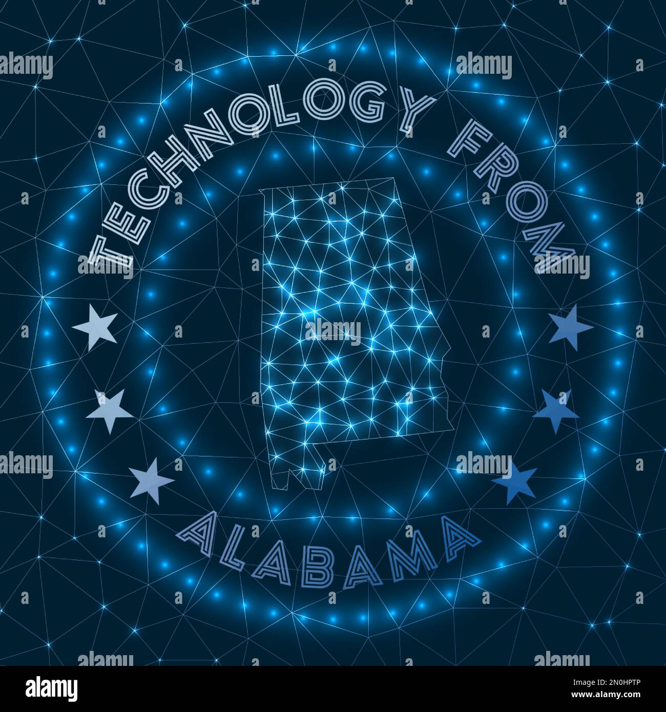 Technology From Alabama. Futuristic geometric badge of the US state ...