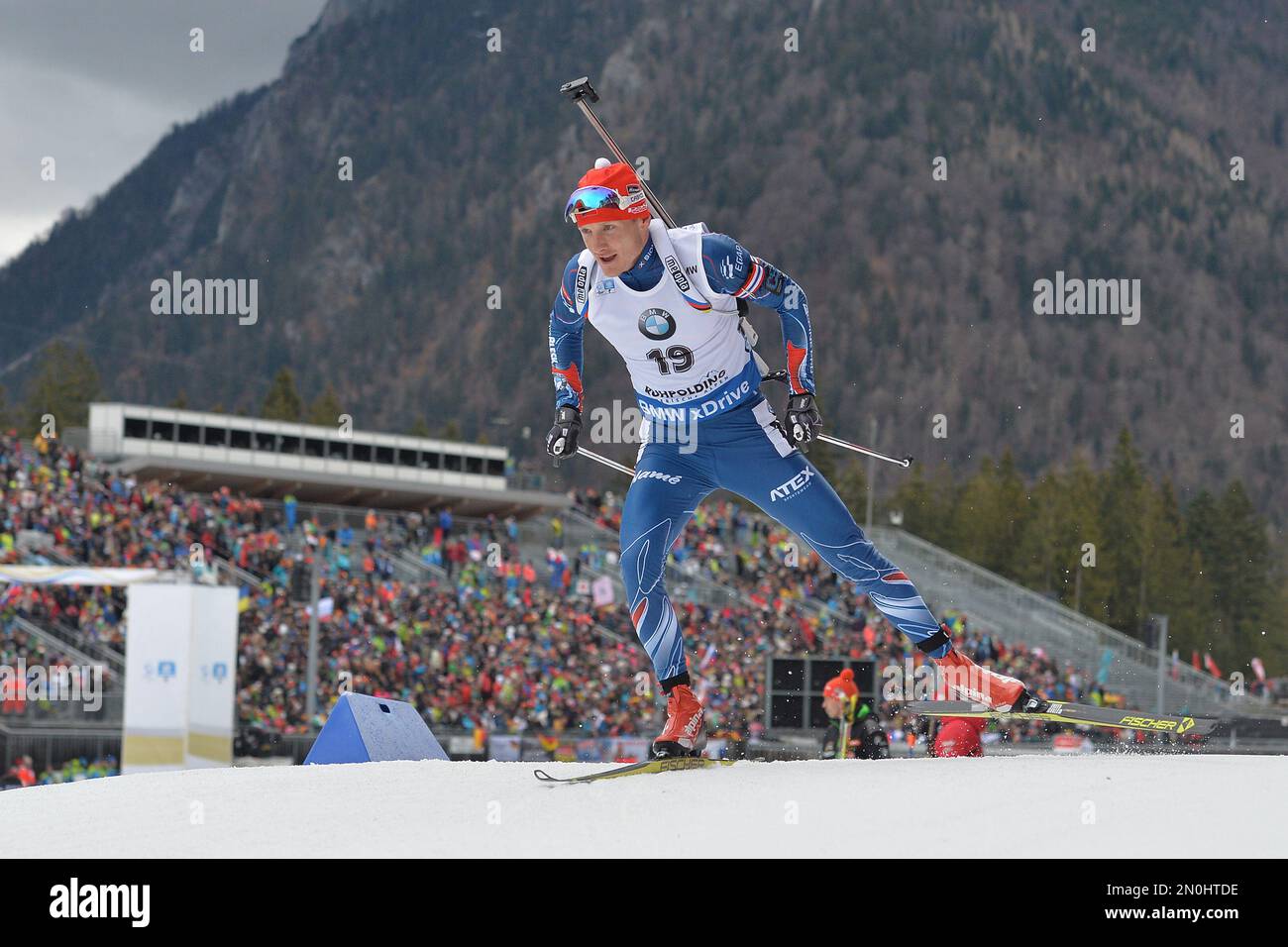 Czech Republic's second placed Ondrej Moravec skis during the men's 15 ...
