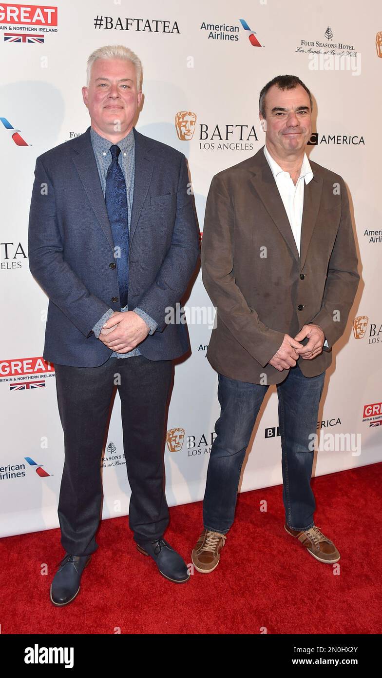 Neal Scanlan, left, and Chris Corbould arrive at the BAFTA Awards ...