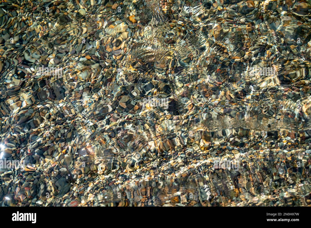 The texture of the bottom. Many small stones are visible under the ...