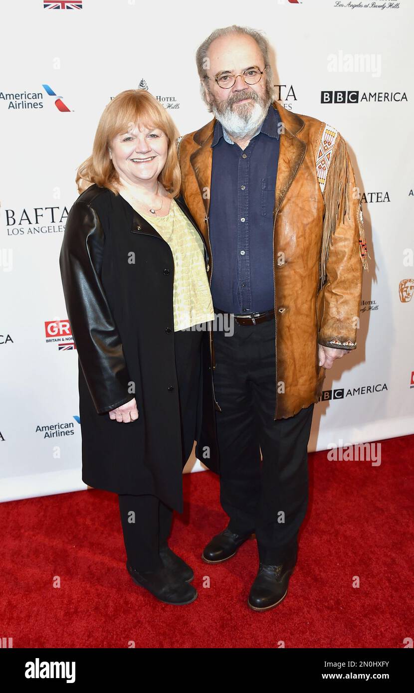 Lesley Nicol, left, and David Keith Heald arrive at the BAFTA Awards ...