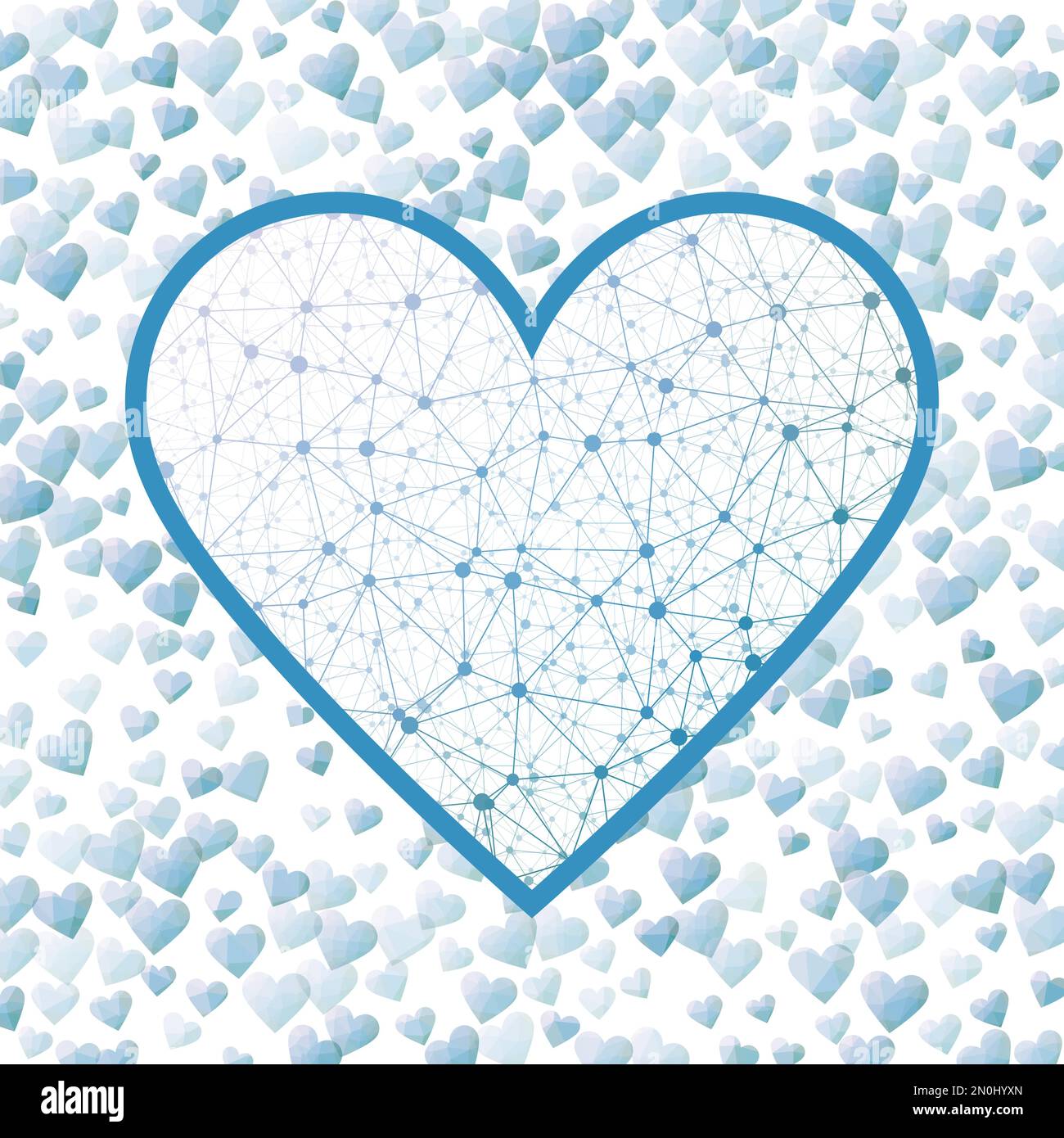 Low Poly Valentine Day Heart. Geometric heart mesh in purple blue green ...