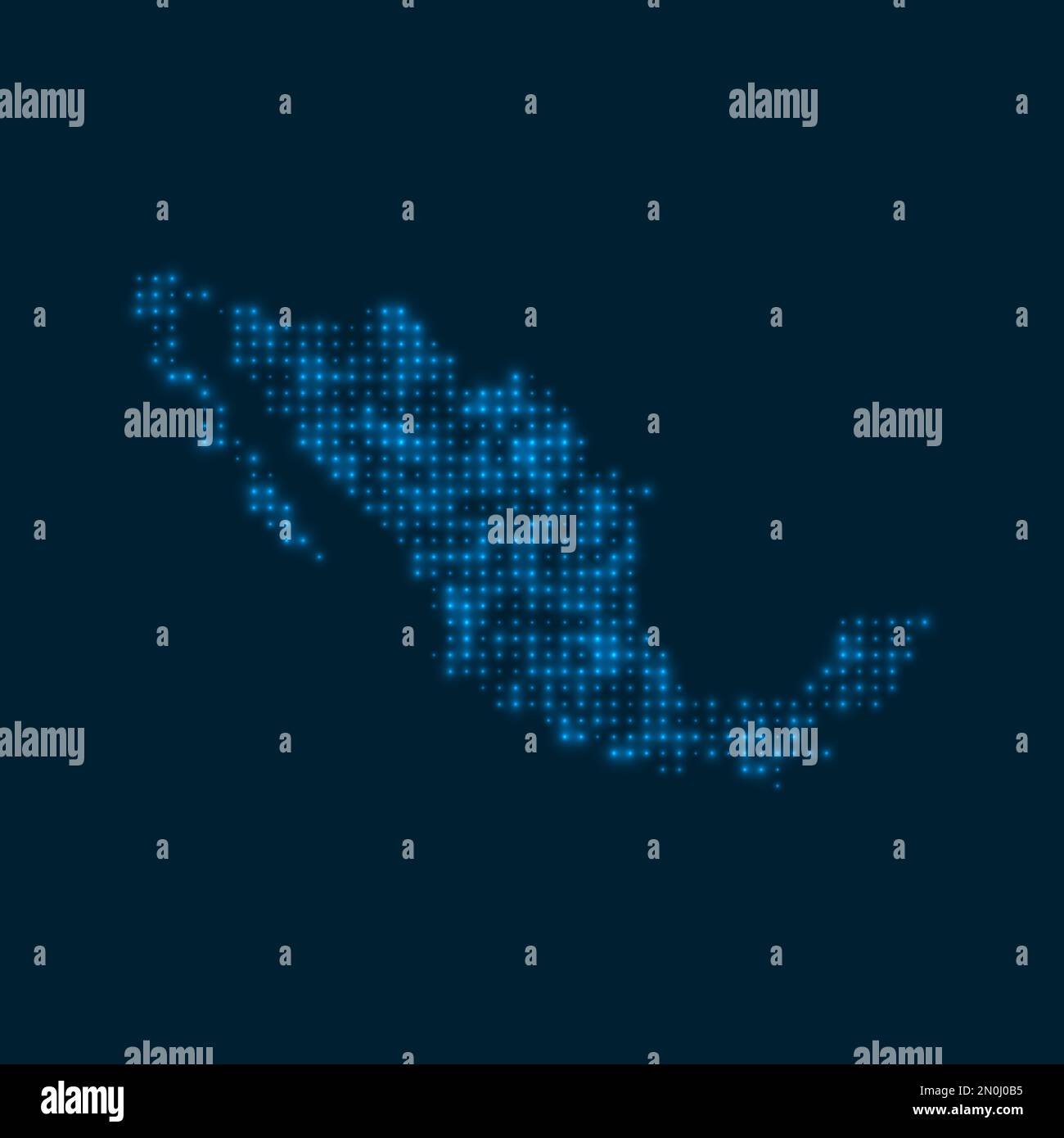 Mexico dotted glowing map. Shape of the country with blue bright bulbs ...