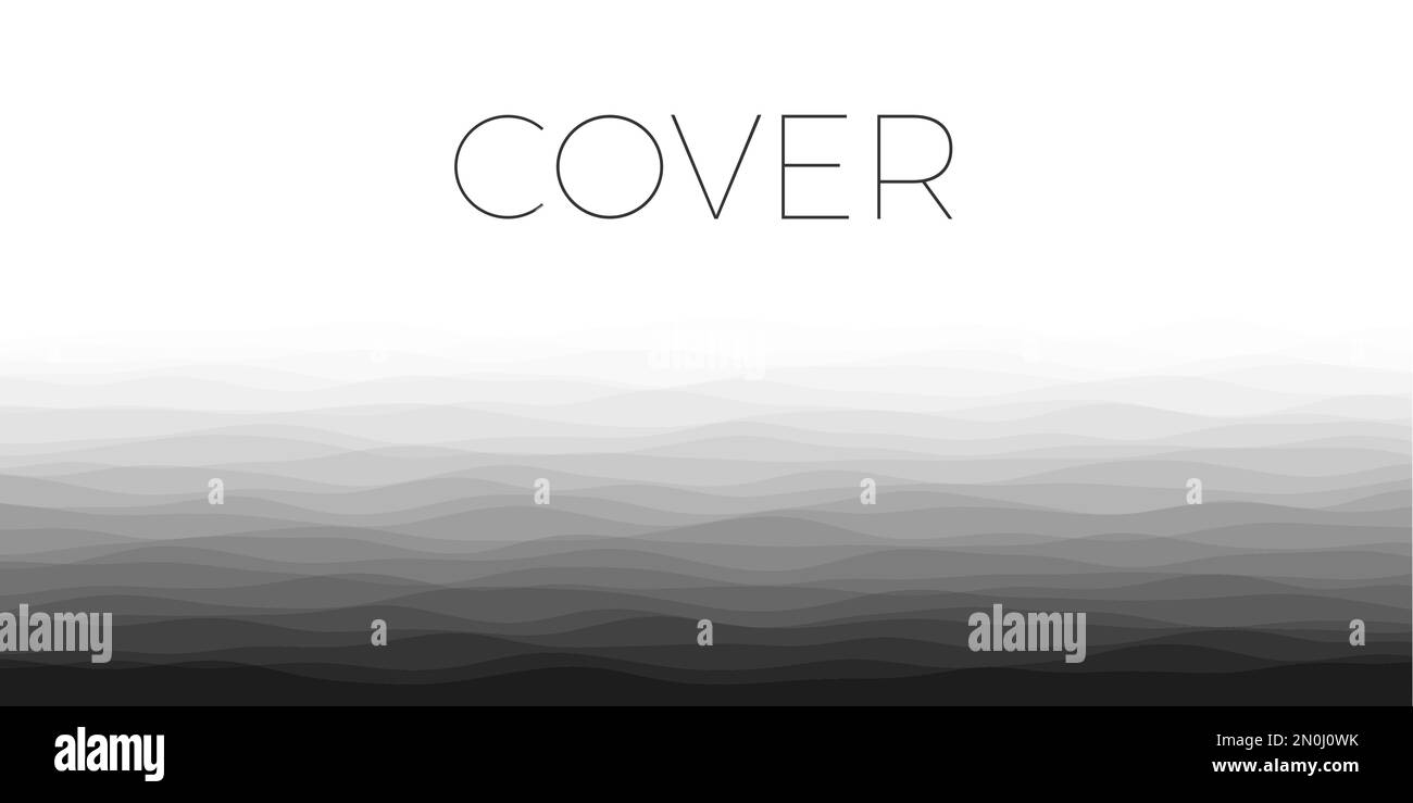Abstract waves cover. Horizontal background with curves in grey colors ...