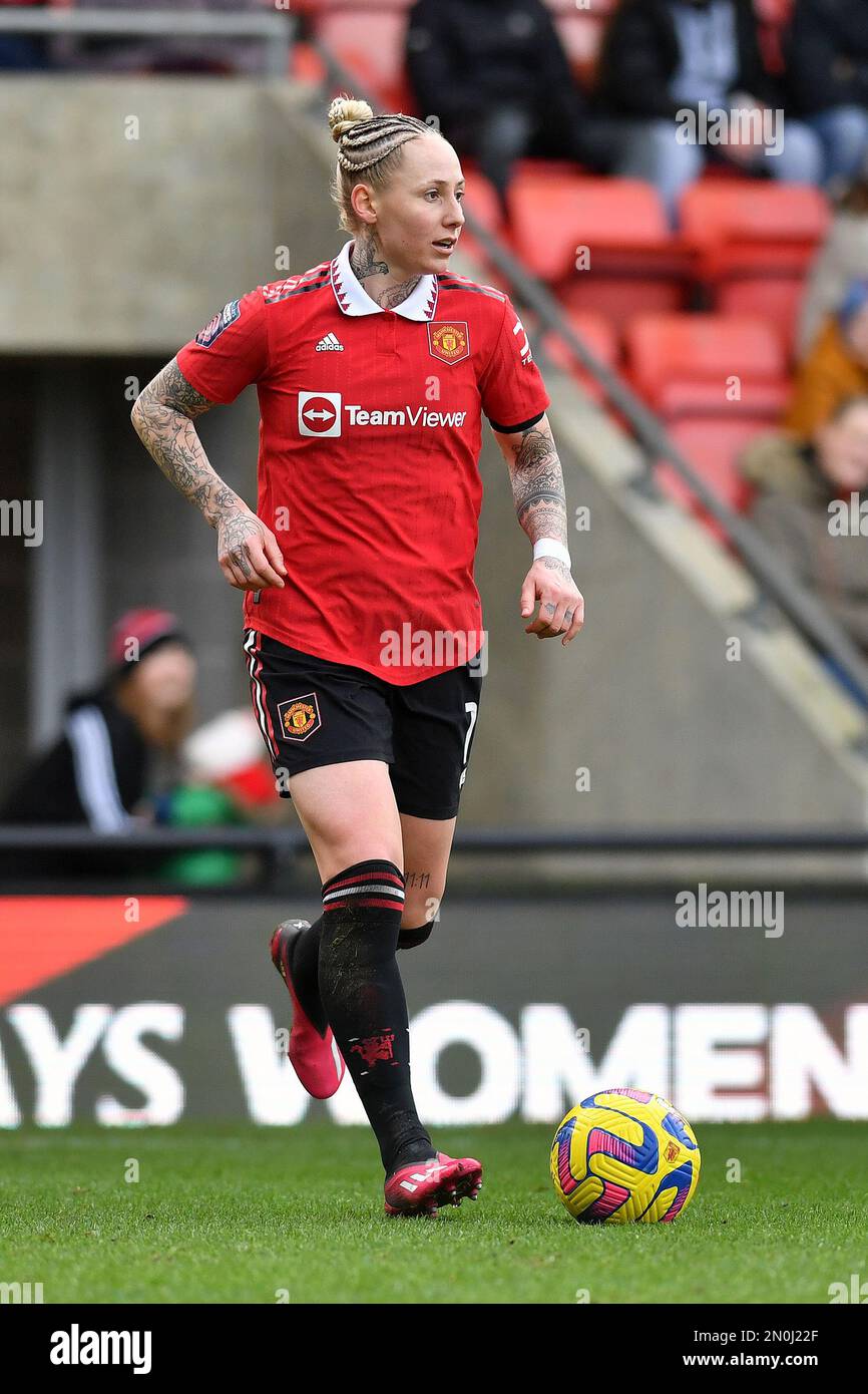 Leigh, UK. 5th February, 2023. stock action picture of Leah Galton of ...