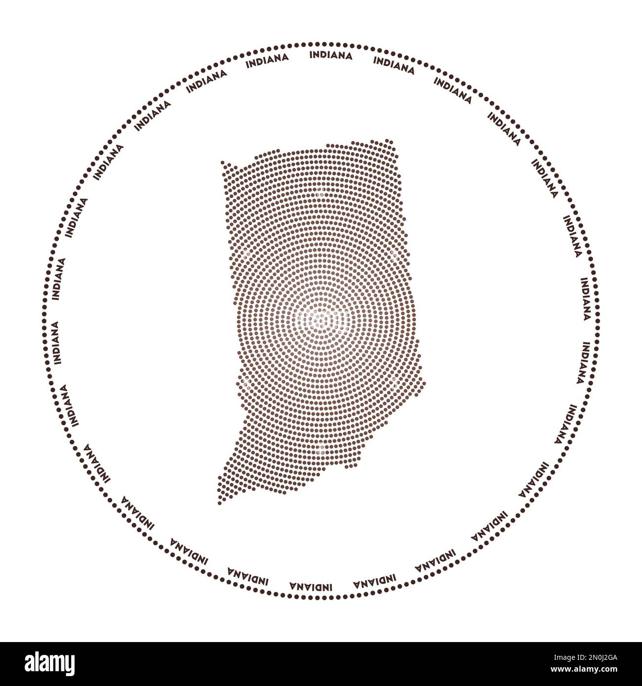 Indiana round logo. Digital style shape of Indiana in dotted circle ...