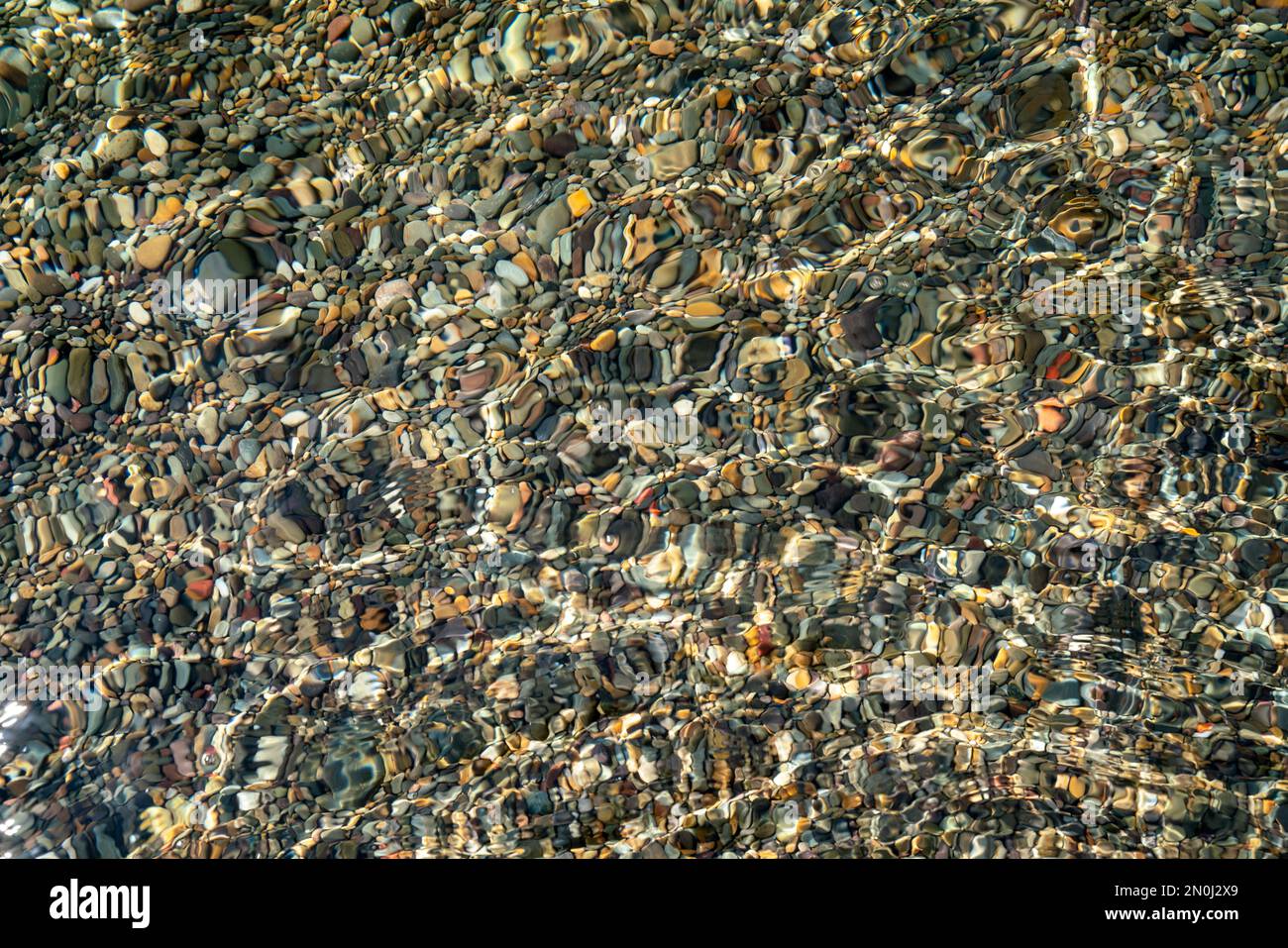 The texture of the bottom. Many small stones are visible under the ...