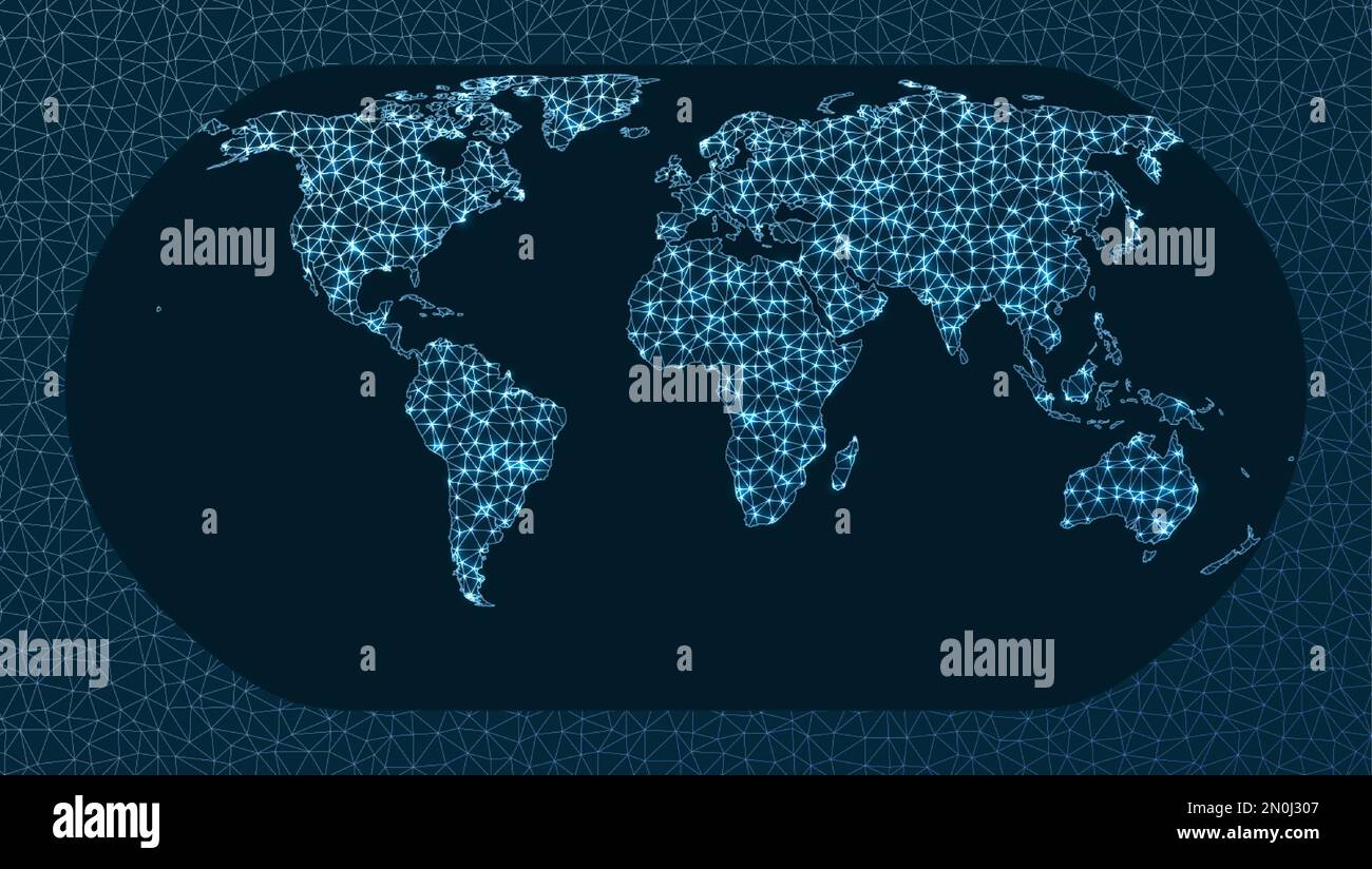 World map connection. Natural Earth 1 projection. World Network ...