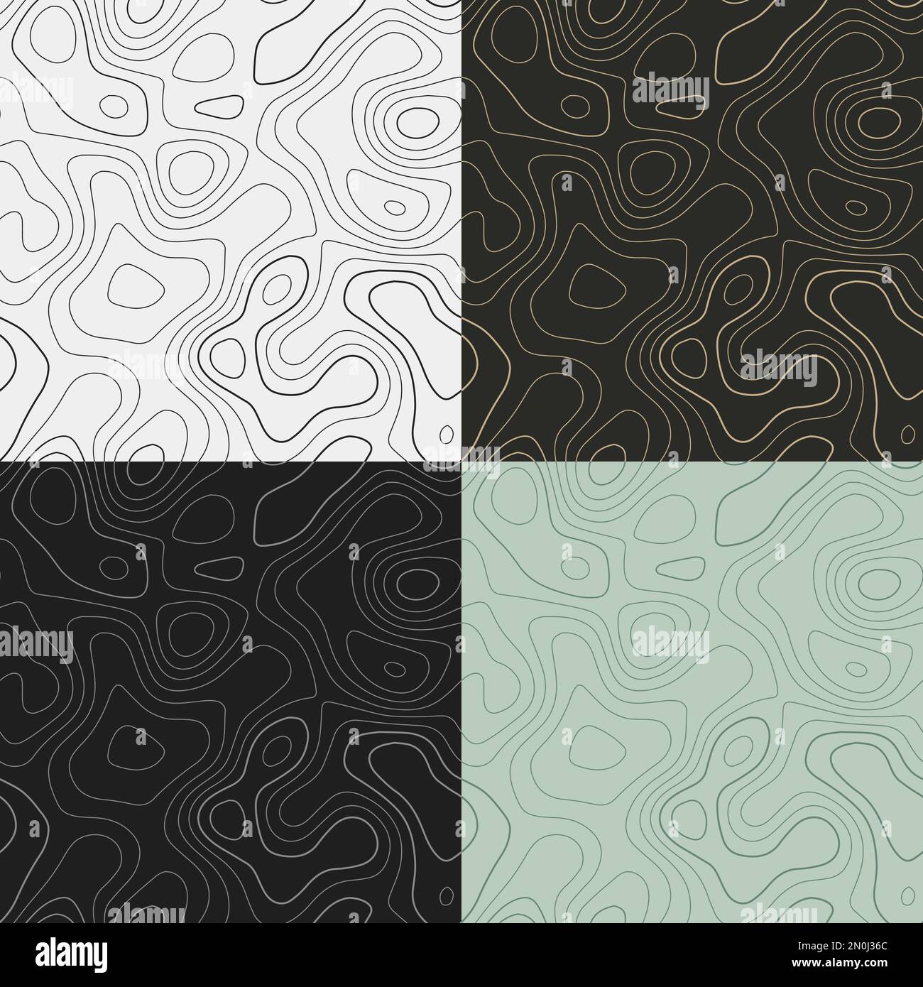 Topography patterns. Seamless elevation map tiles. Attractive isoline ...
