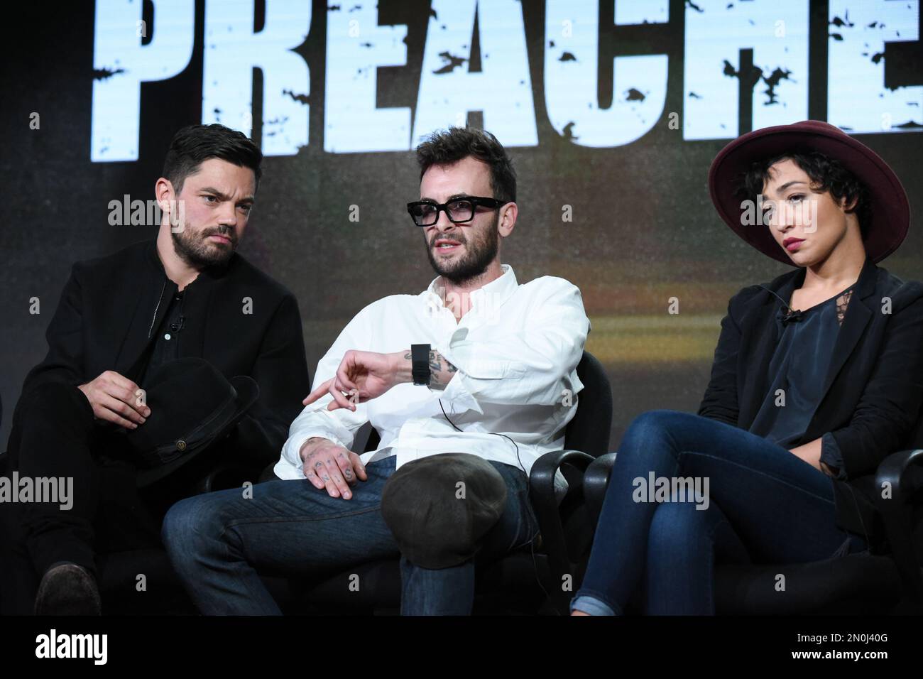 Actors Dominic Cooper, from left, Joseph Gilgun and Ruth Negga appear ...