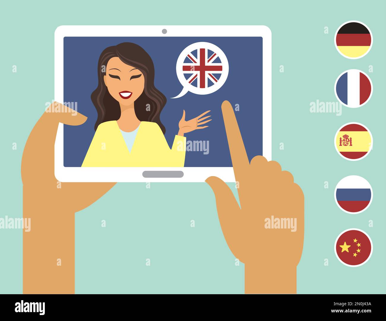Online language learning concept flat vector illustration Stock Vector ...