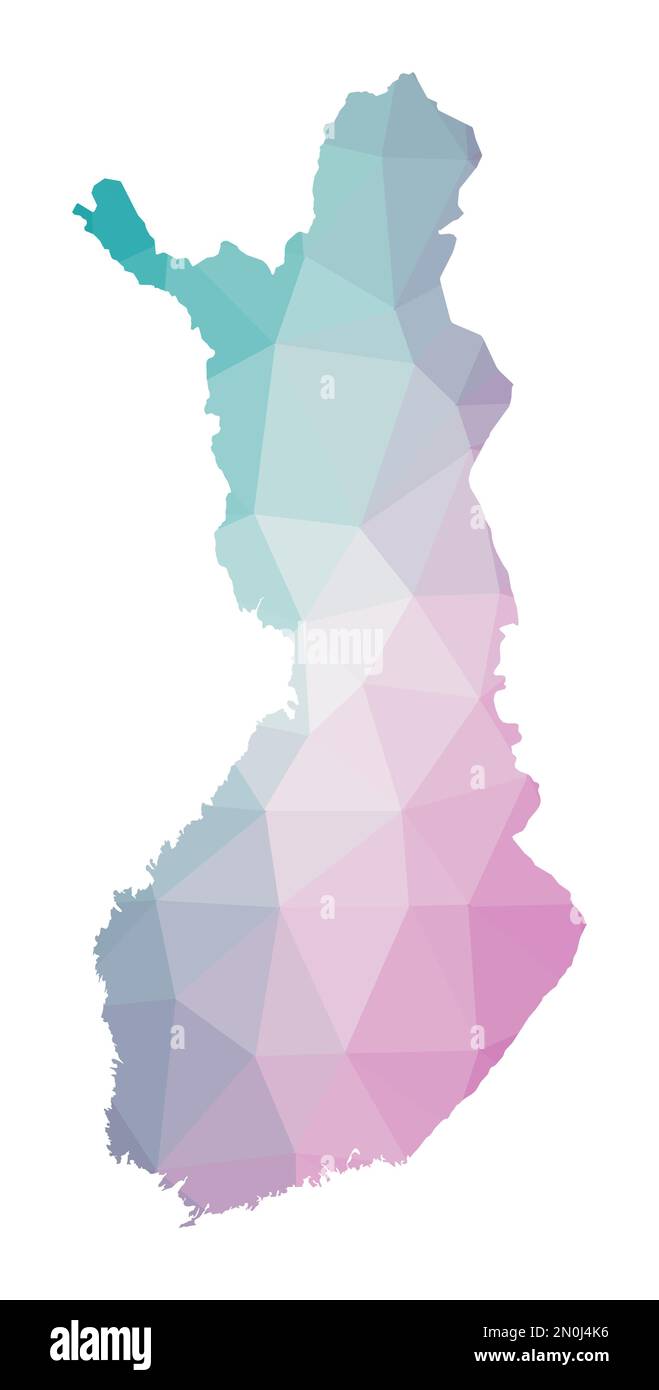 Polygonal map of Finland. Geometric illustration of the country in ...