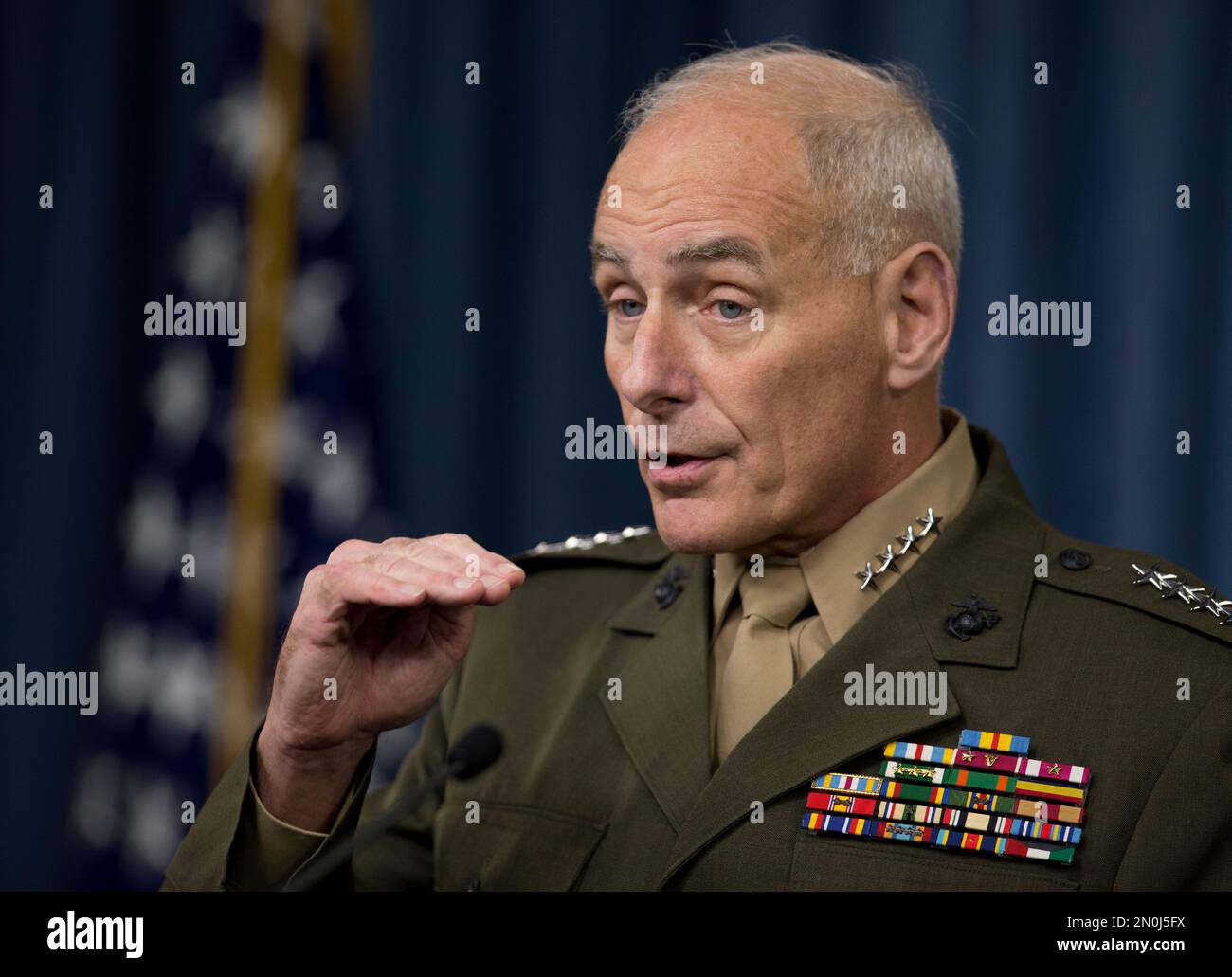 U.S. Southern Command Commander Gen. John F. Kelly speaks to reporters ...