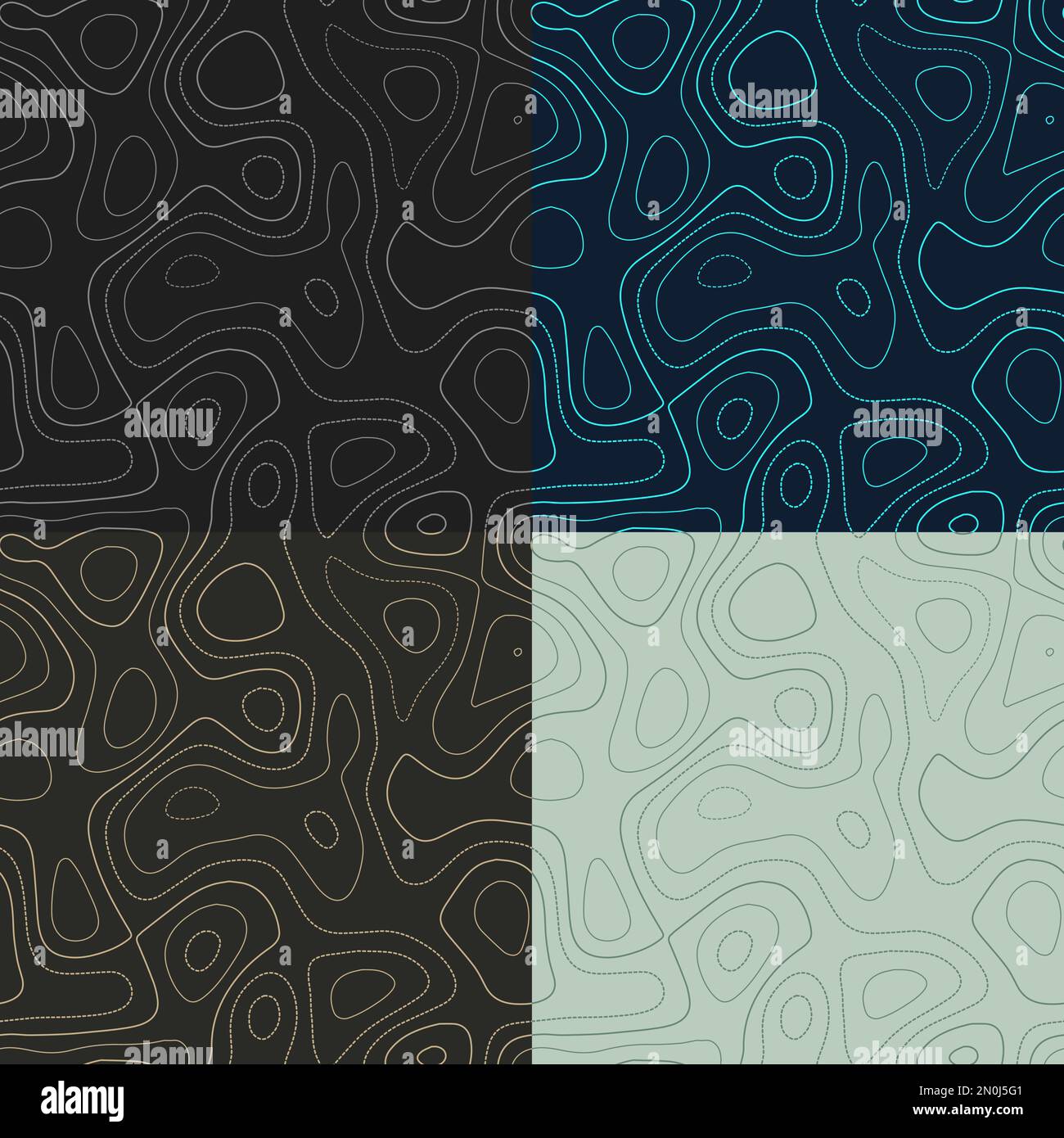 Topography patterns. Seamless elevation map tiles. Astonishing isoline ... Topography patterns. Seamless elevation map tiles. Astonishing isoline ...