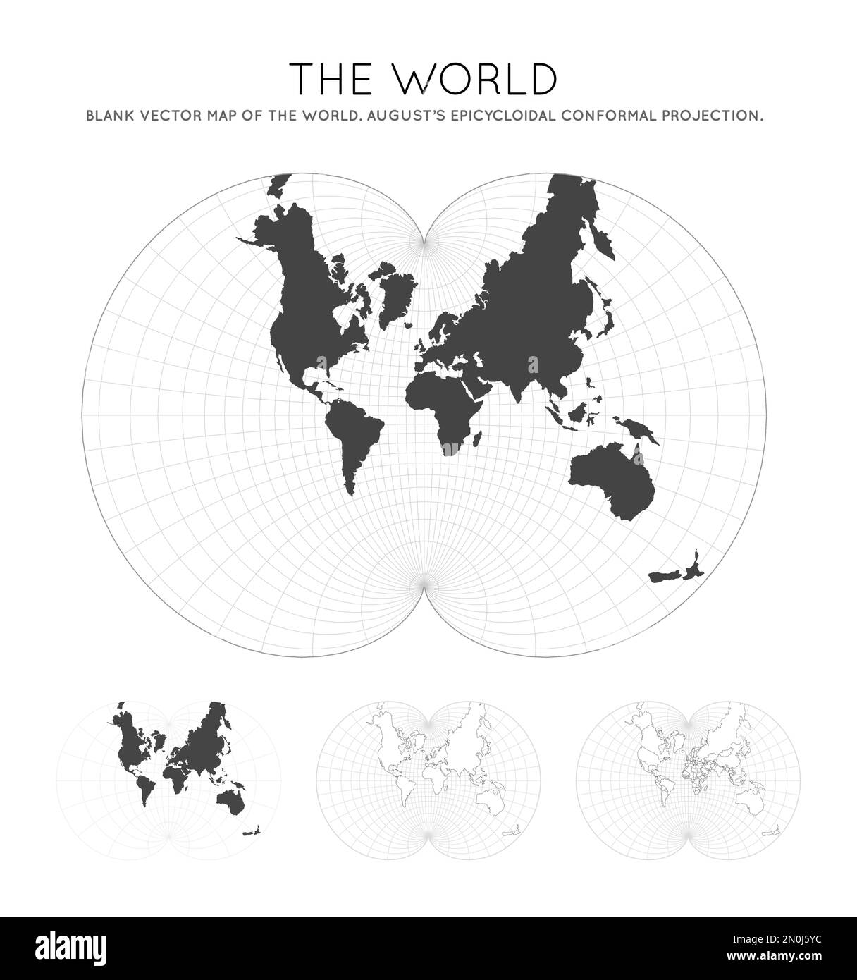 Map of The World. August's epicycloidal conformal projection. Globe ...