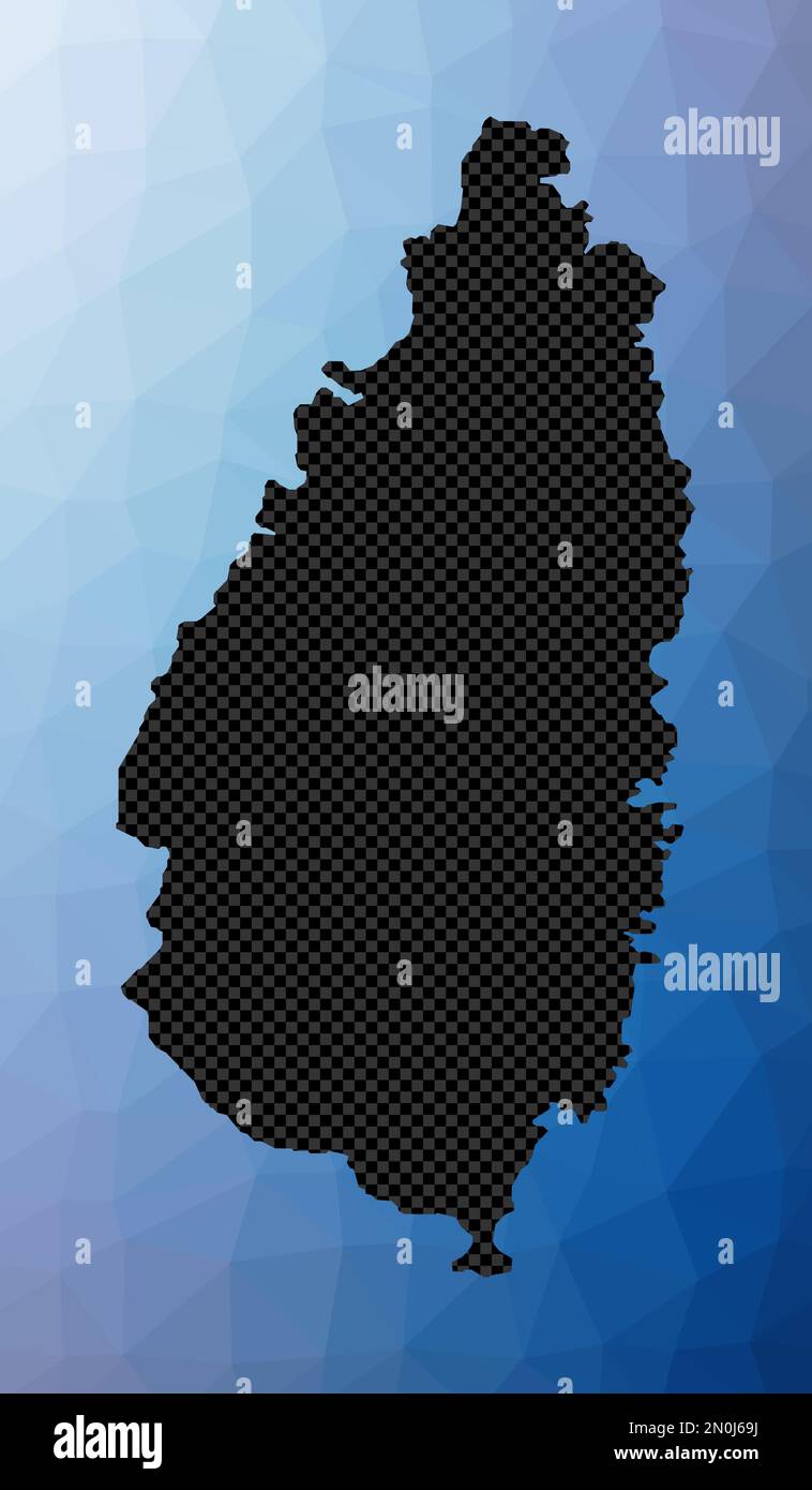 Saint Lucia geometric map. Stencil shape of Saint Lucia in low poly ...