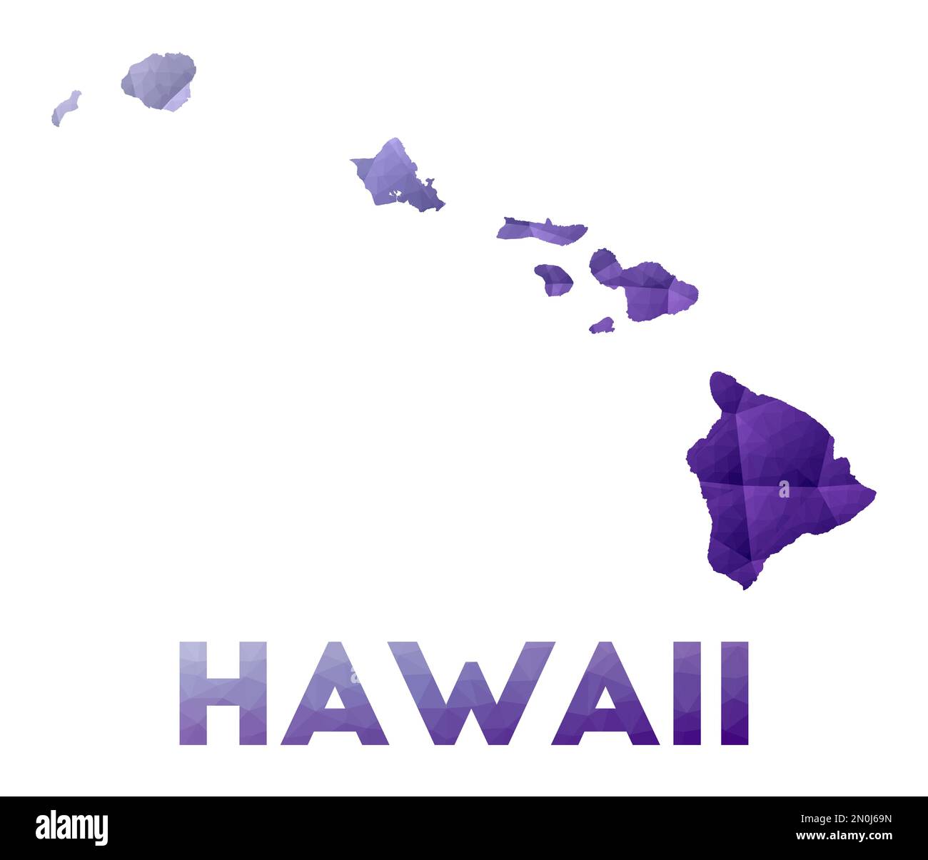 Map of Hawaii. Low poly illustration of the island. Purple geometric ...