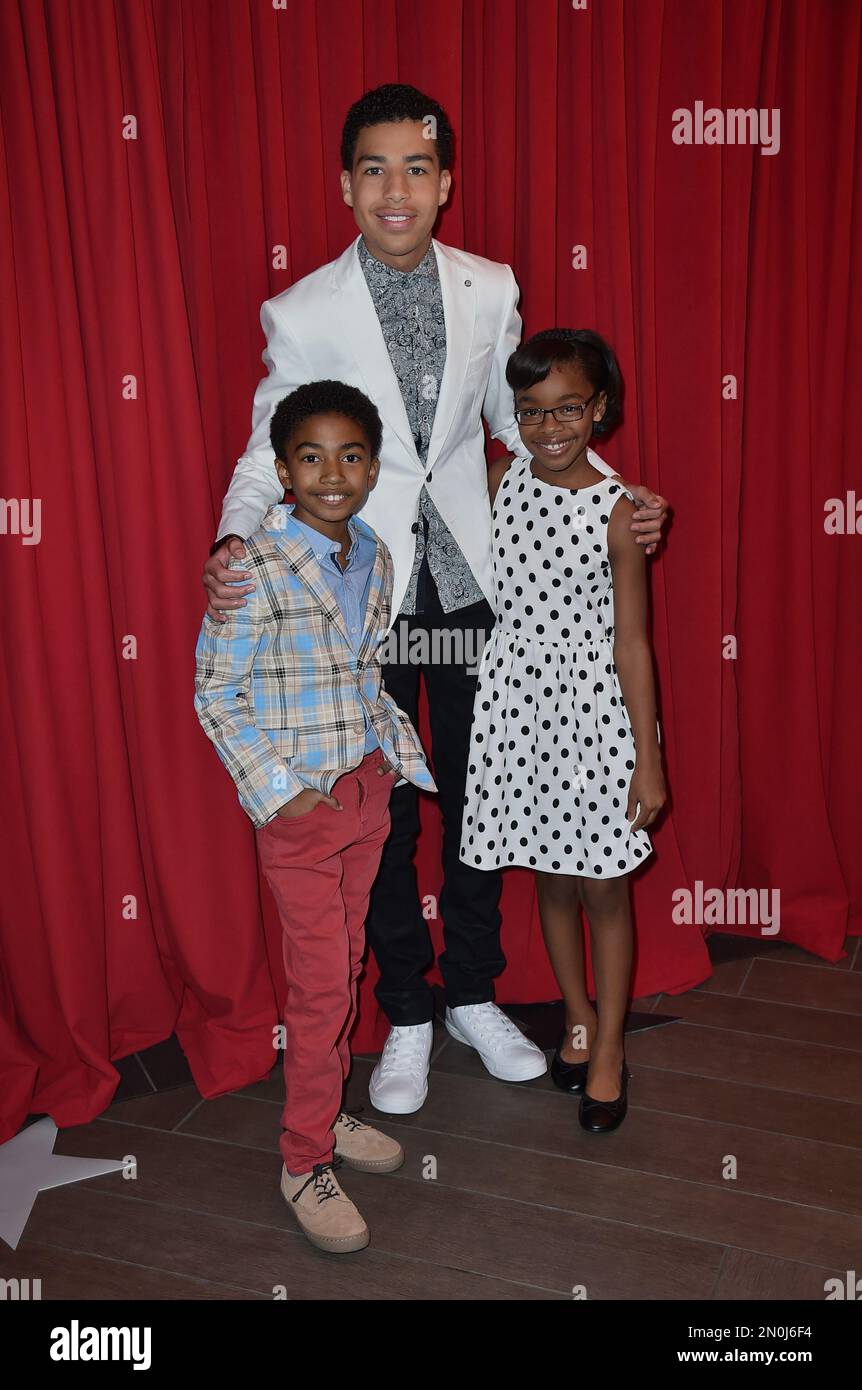 Miles Brown, from left, Marcus Scribner and Marsai Martin arrive at the ...