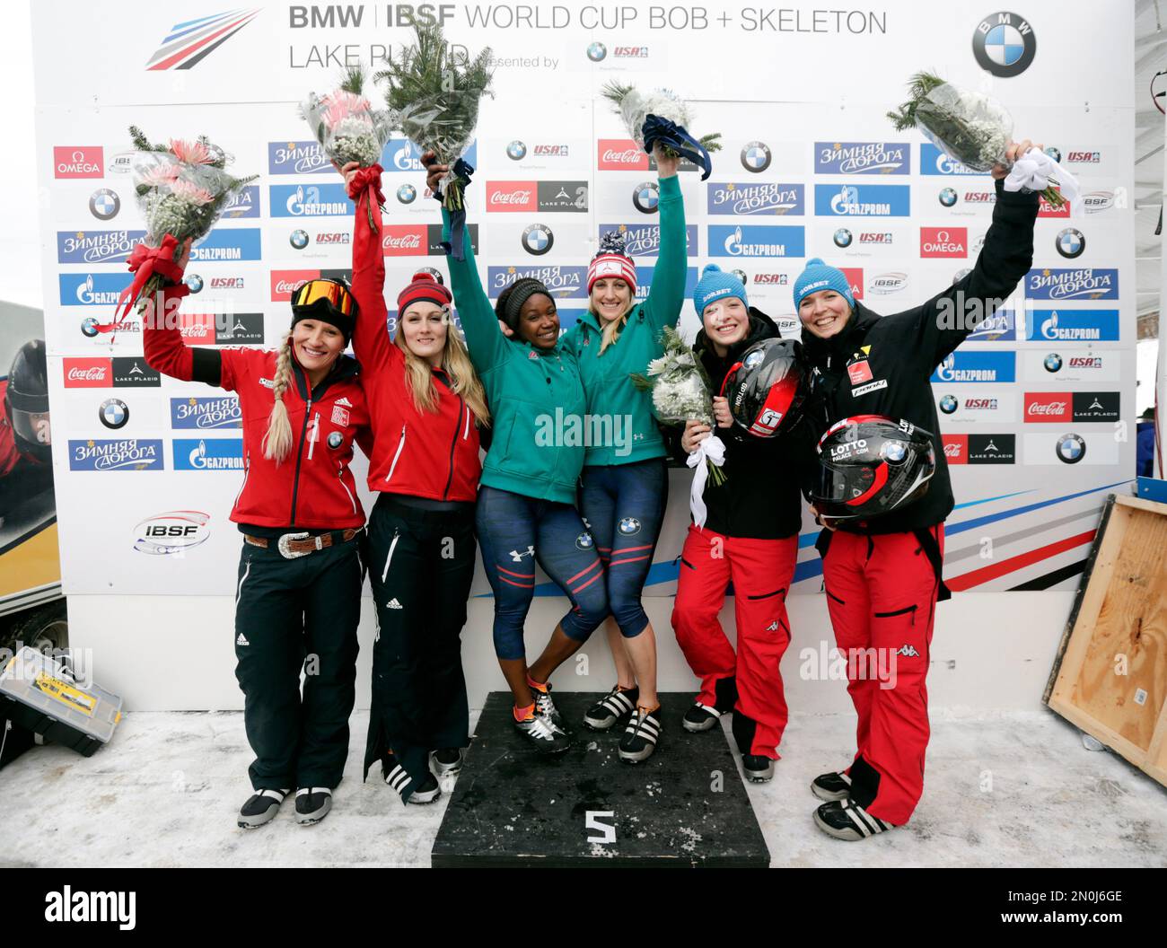 Cherelle Garrett and Jamie Greubel Poser, center, of the United States ...