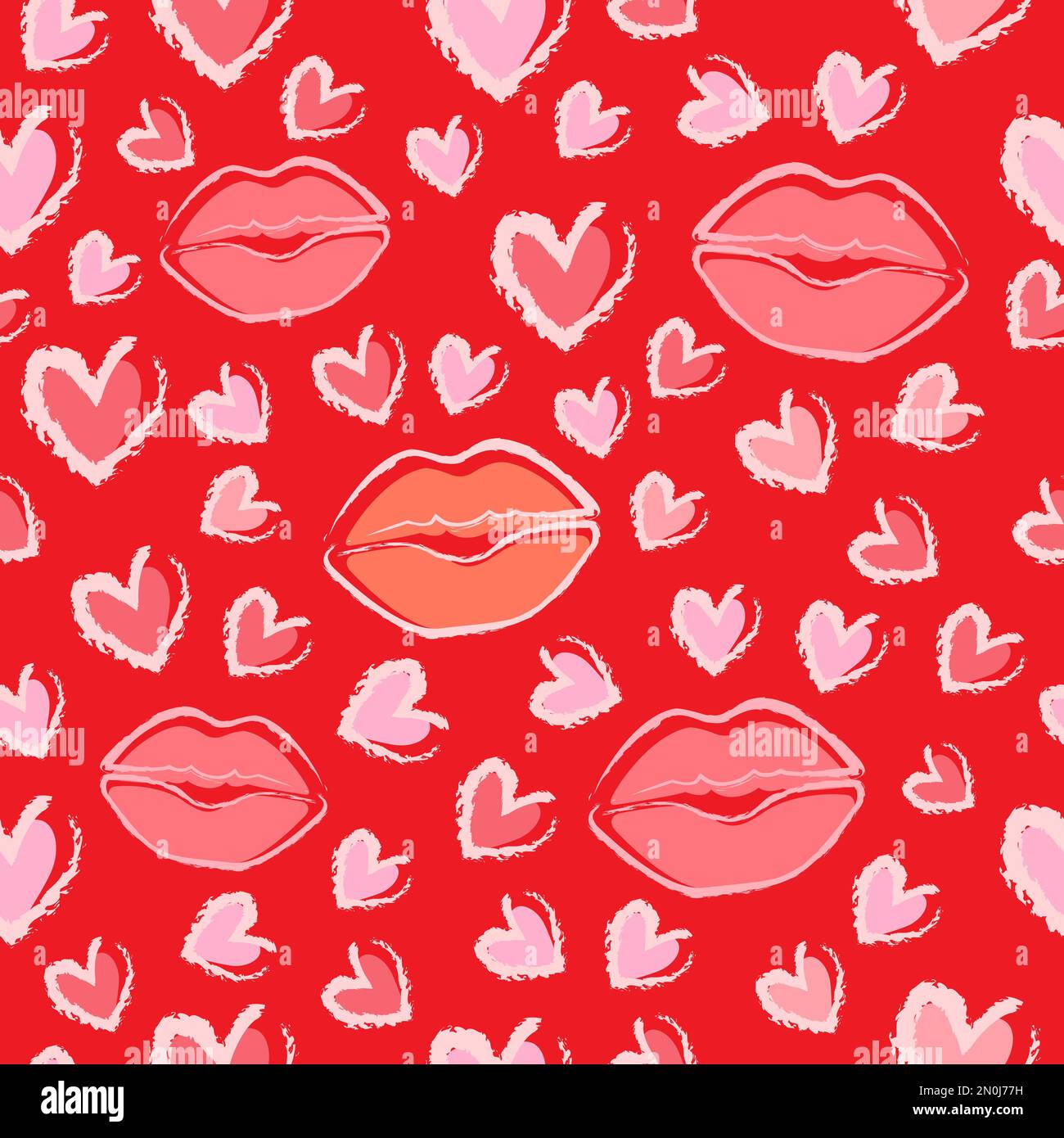 Vector Seamless Pattern with chalk drawn Red Lipstick Printing ...