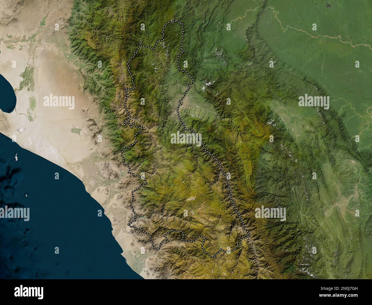 Cajamarca, region of Peru. Low resolution satellite map Stock Photo - Alamy