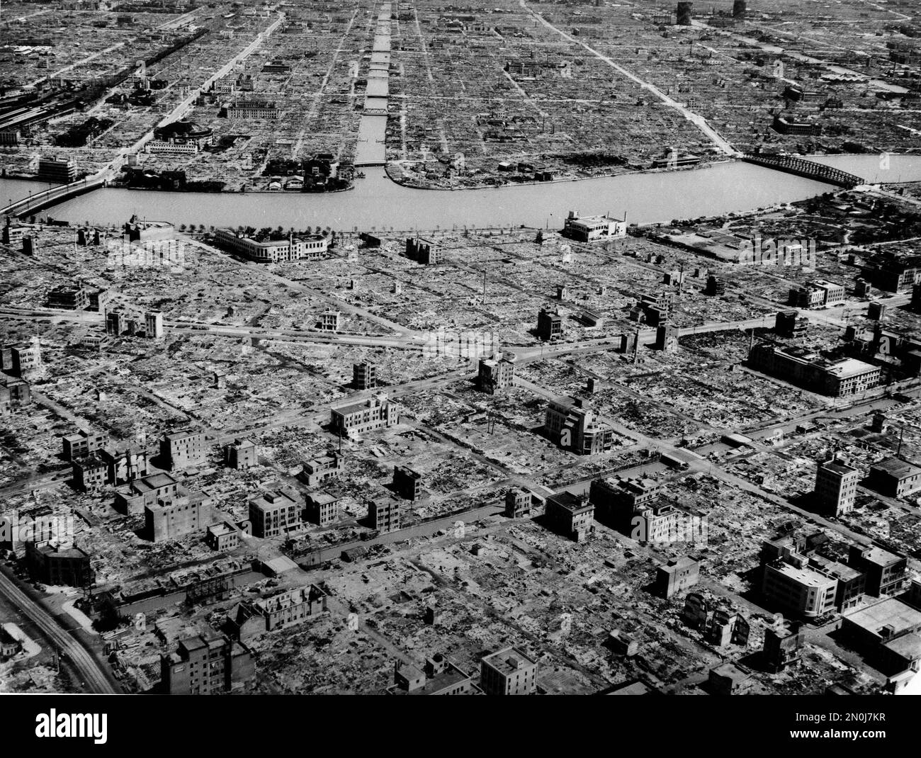 The industrial section of Tokyo along the Sumida River is pictured in ...