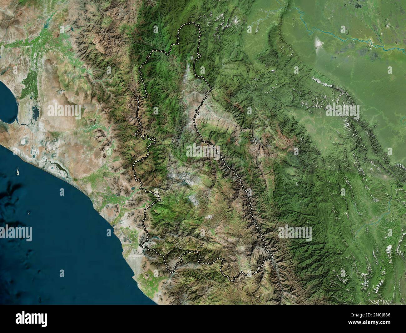 Cajamarca, region of Peru. High resolution satellite map Stock Photo - Alamy