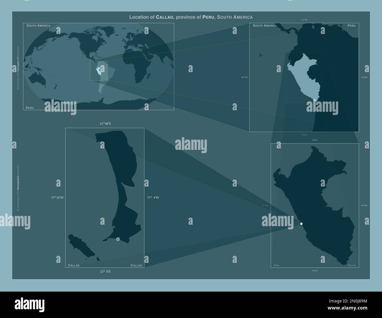 Callao, province of Peru. Diagram showing the location of the region on ...