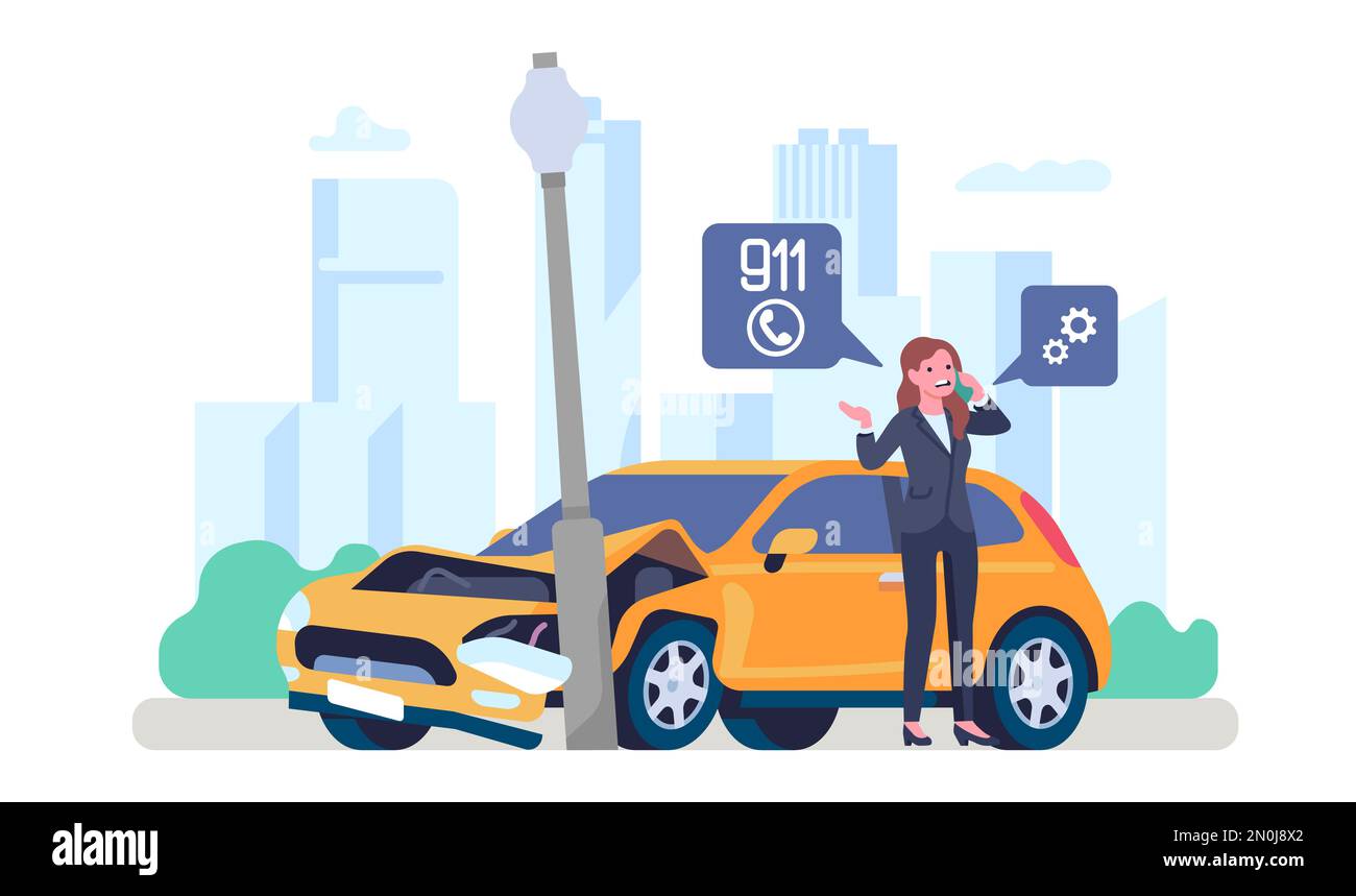 Woman calls 911 help Stock Vector Images - Alamy