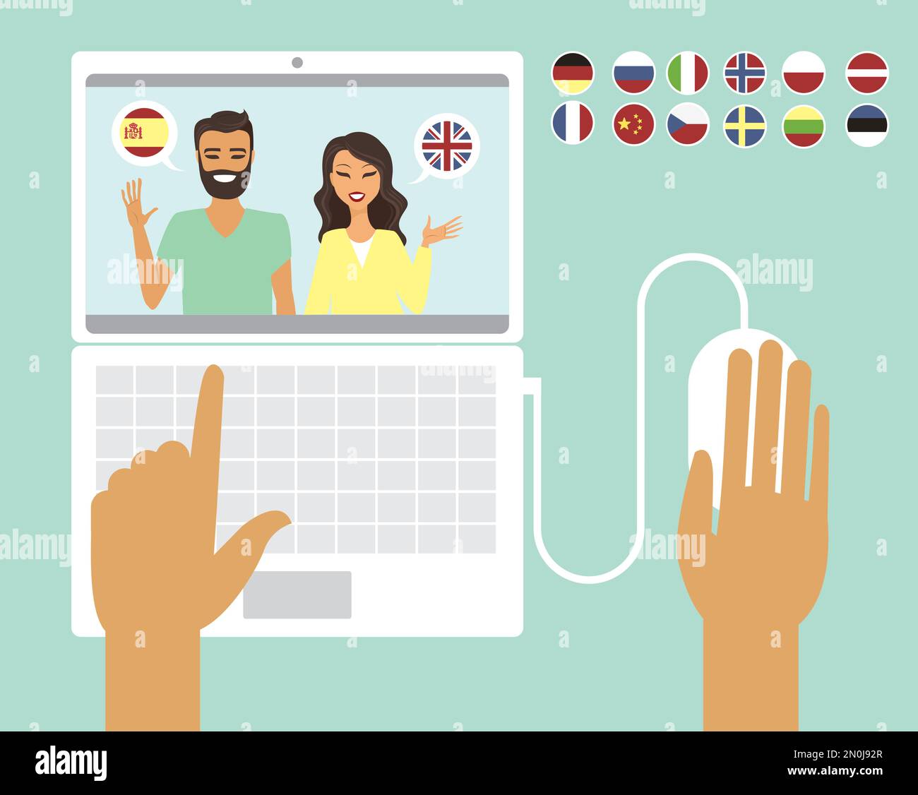 Online language learning concept flat vector illustration Stock Vector ...