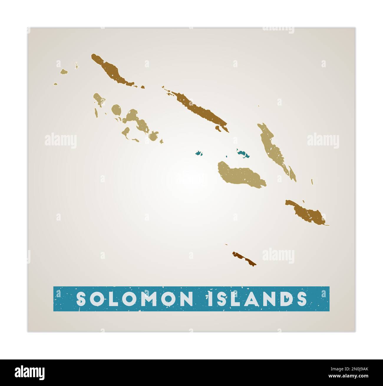 Solomon Islands map. Country poster with regions. Old grunge texture. Shape of Solomon Islands ...