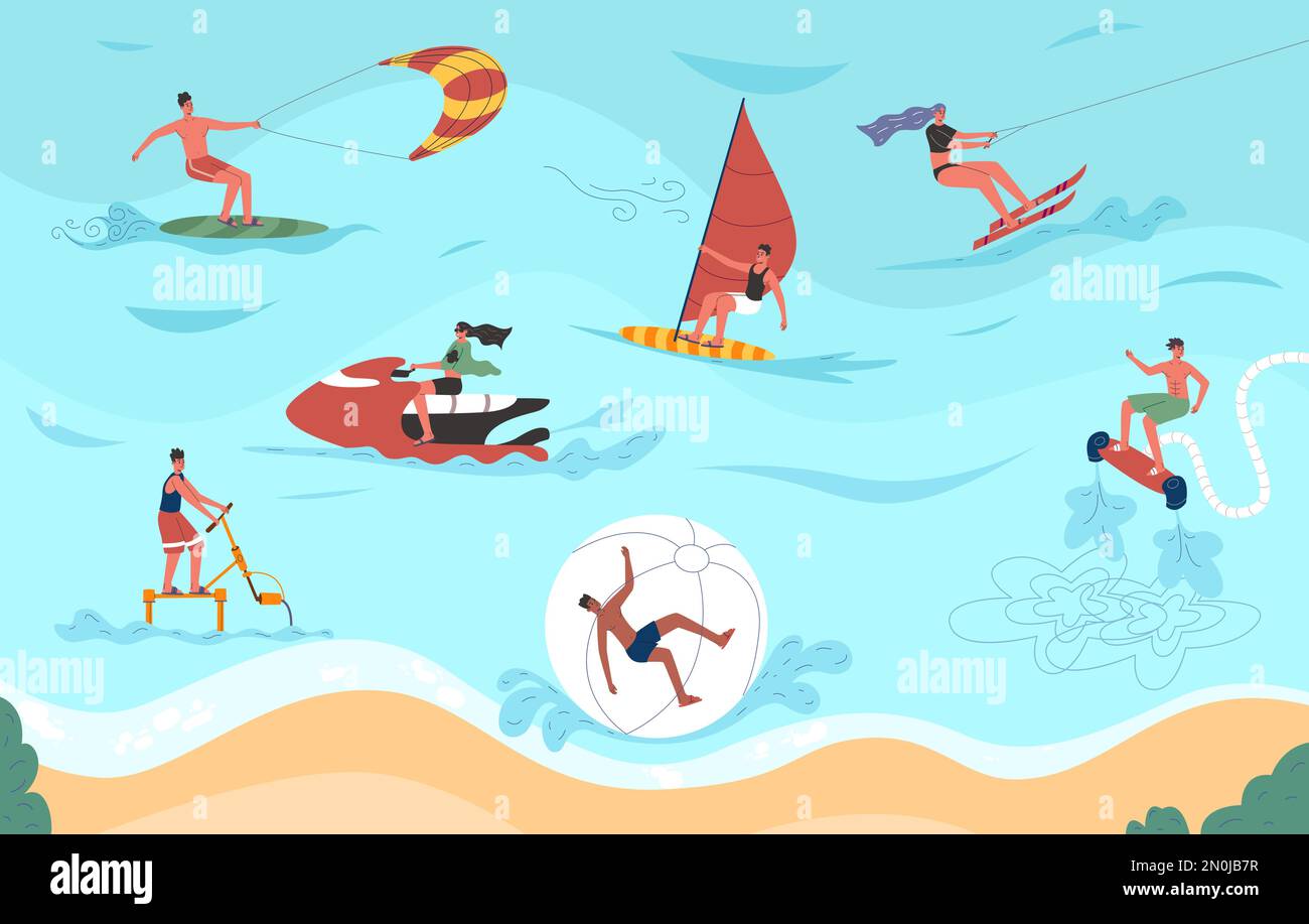 Parasailing extreme sport on beach Stock Vector Images - Alamy