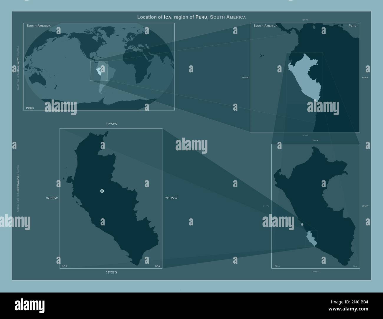 Ica, region of Peru. Diagram showing the location of the region on ...