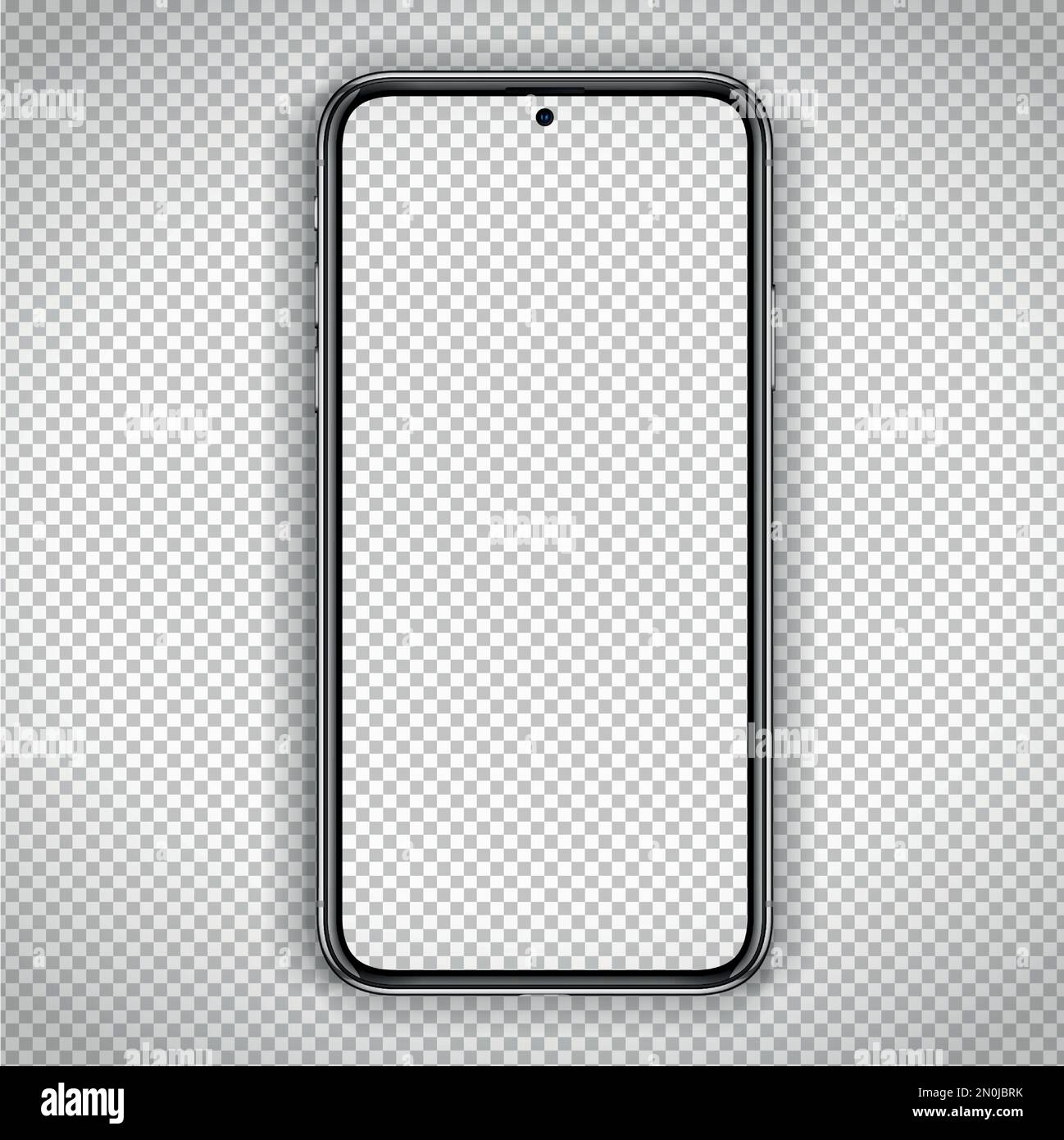 Smart phone frame with transparent display isolated. Cell phone front ...