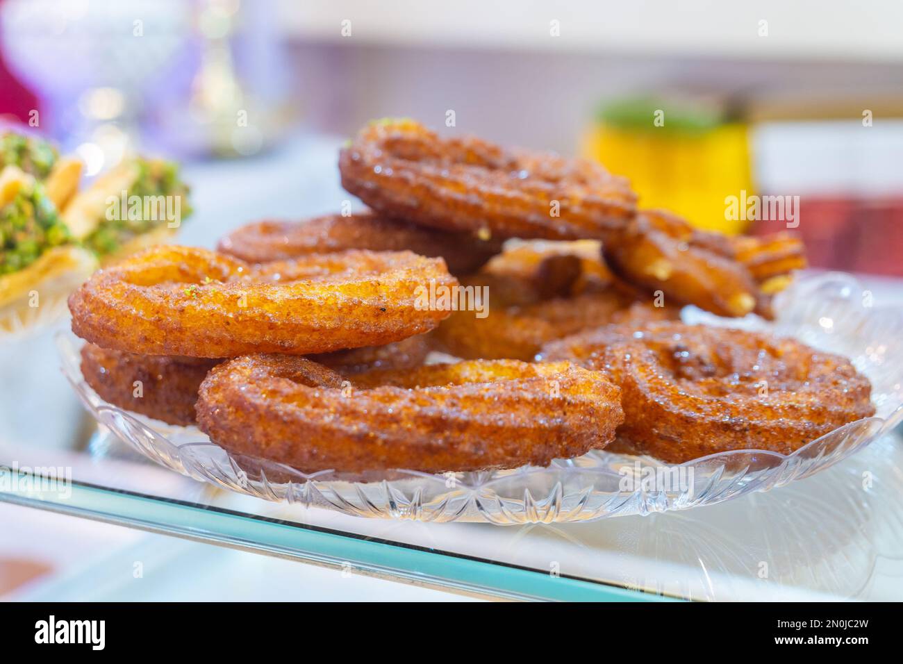 Traditional Turkish Desserts. Buffet desserts in the market. Food Stock ...