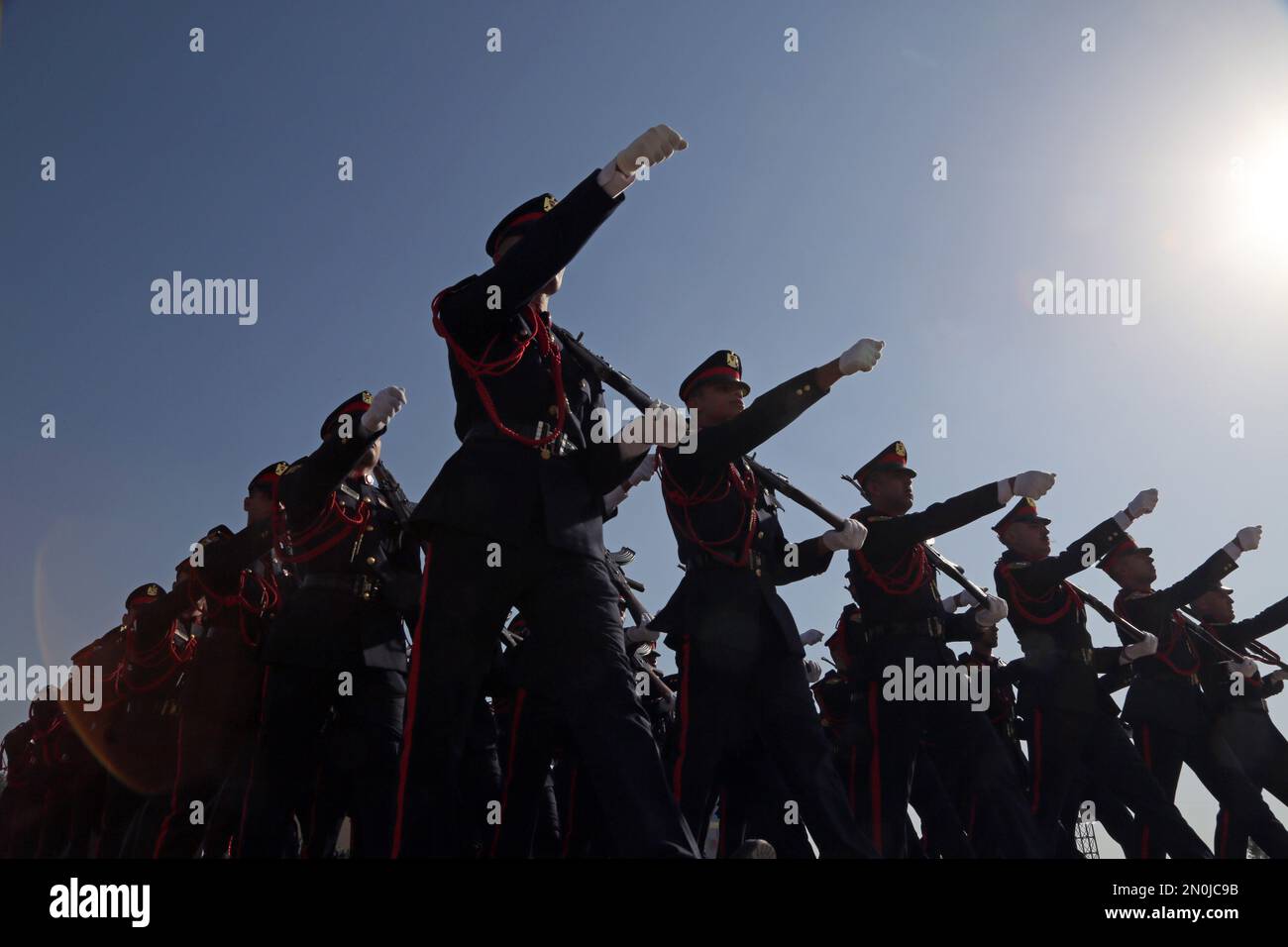 Iraqi army soldiers march during Army Day celebrations in Baghdad, Iraq ...