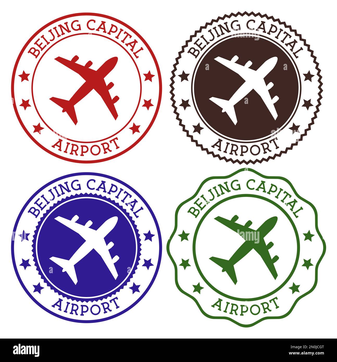 Beijing Capital Airport. Beijing airport logo. Flat stamps in material ...