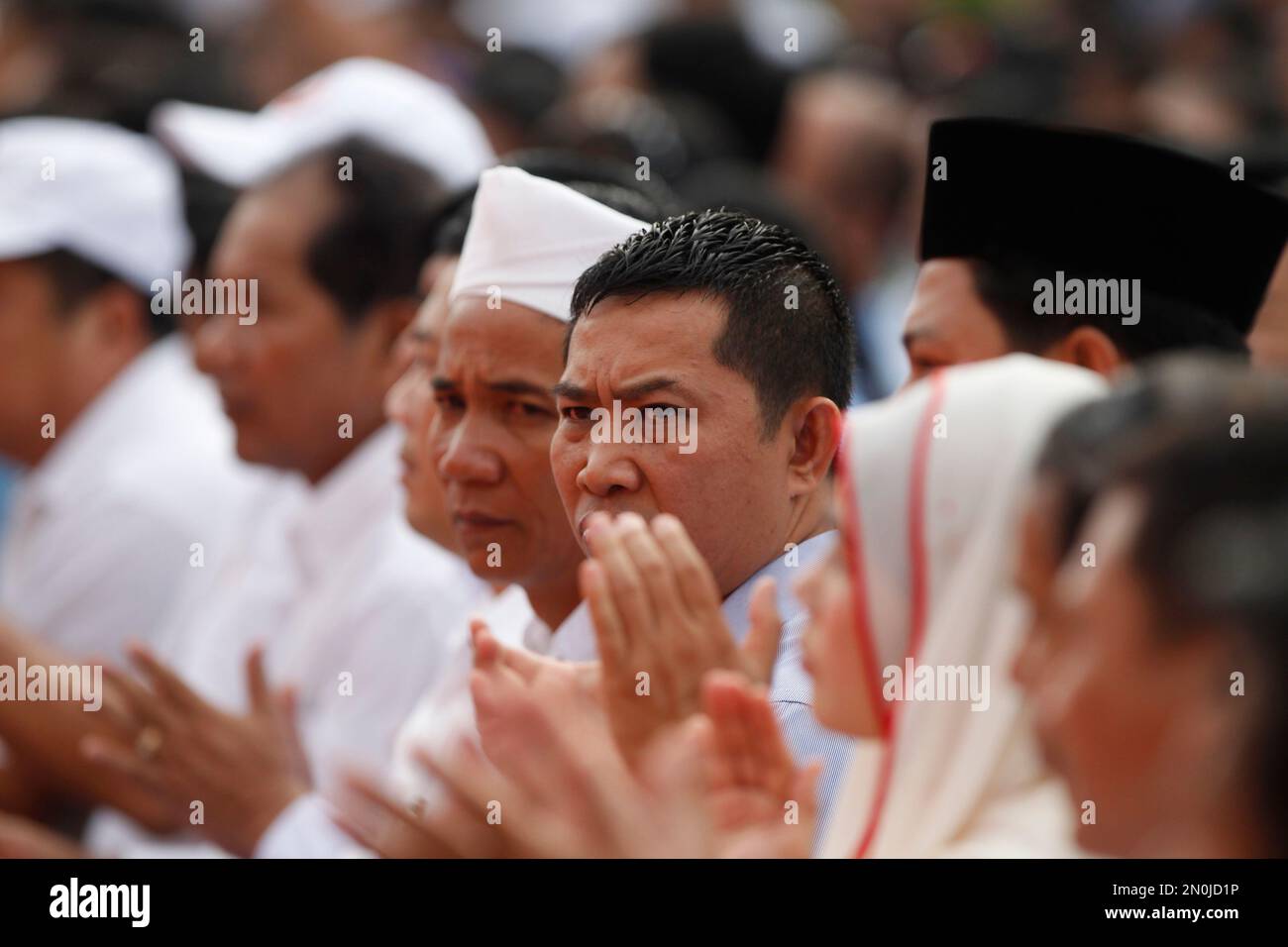 Cambodian supporters of ruling Cambodian People's Party attend an event ...