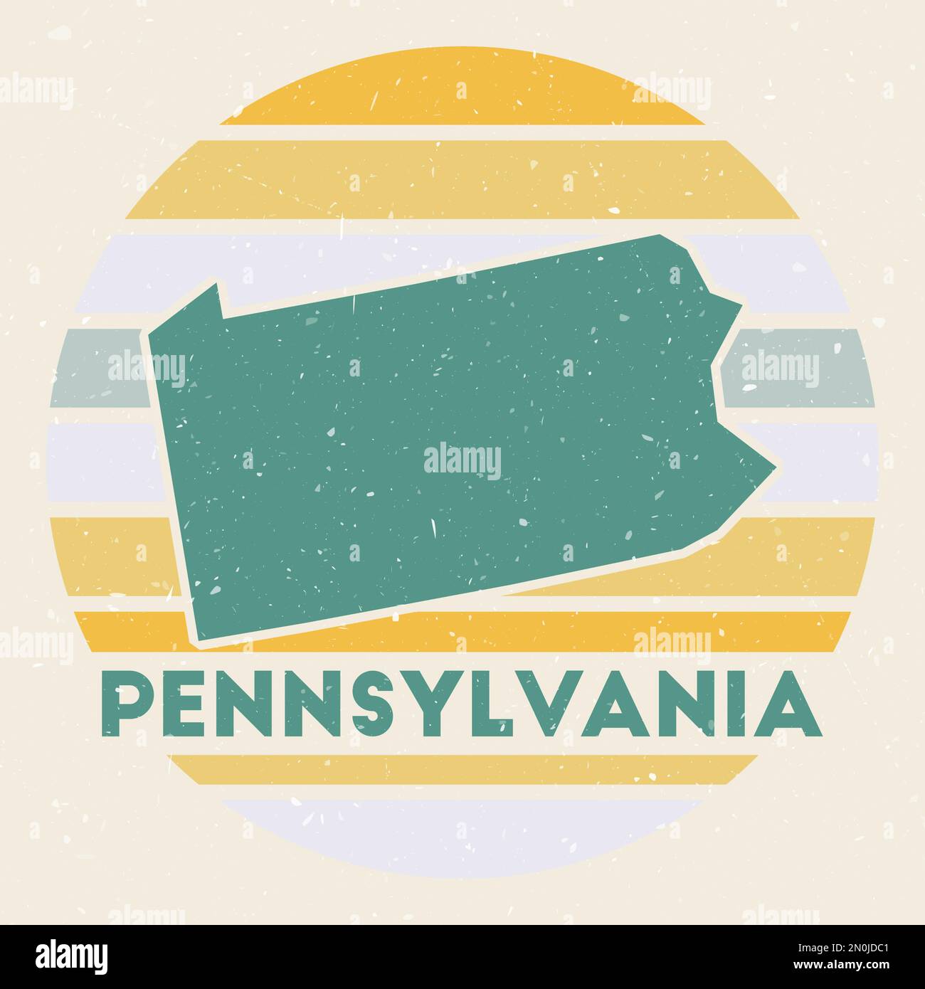 Pennsylvania logo. Sign with the map of US state and colored stripes ...