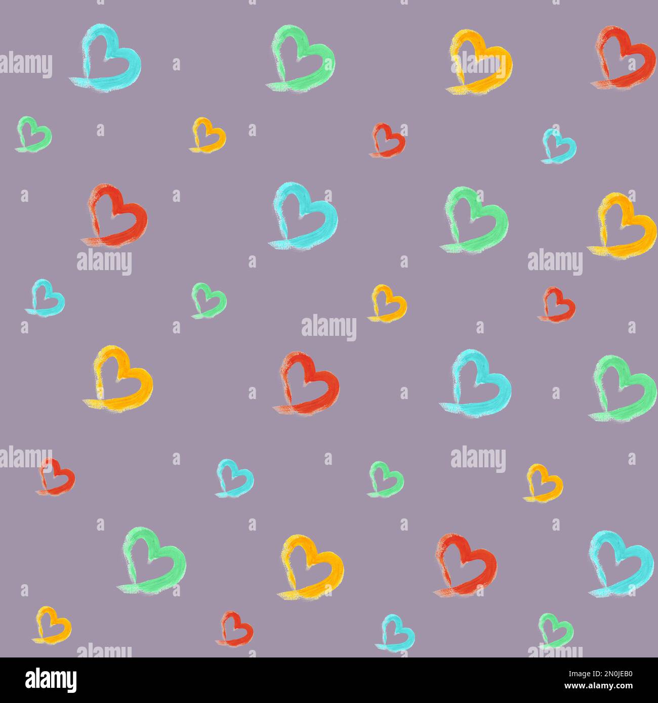 Pastel Heart Pattern On Light Background. Hand Drawn Illustration Stock ...