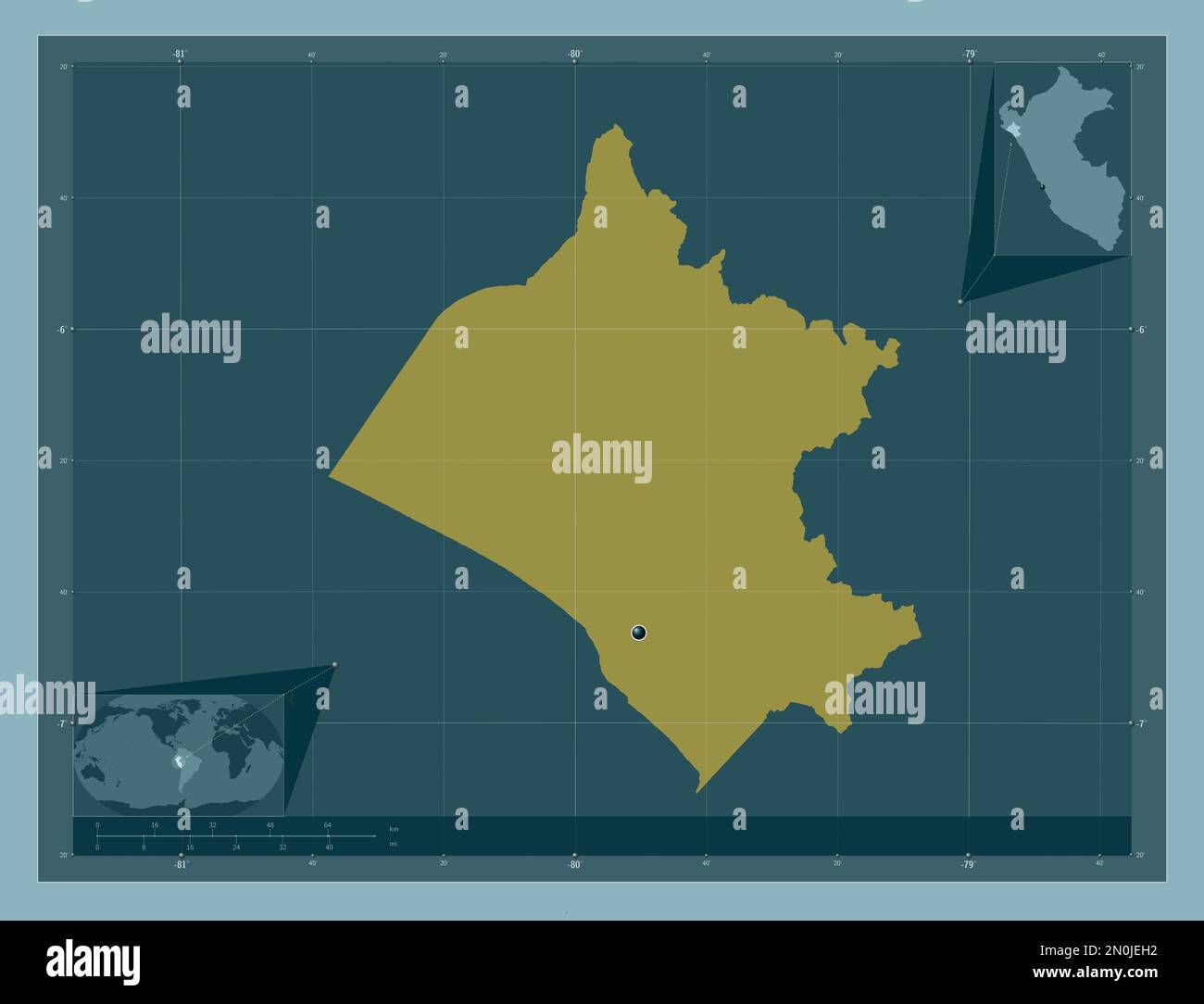 Lambayeque, region of Peru. Solid color shape. Corner auxiliary ...