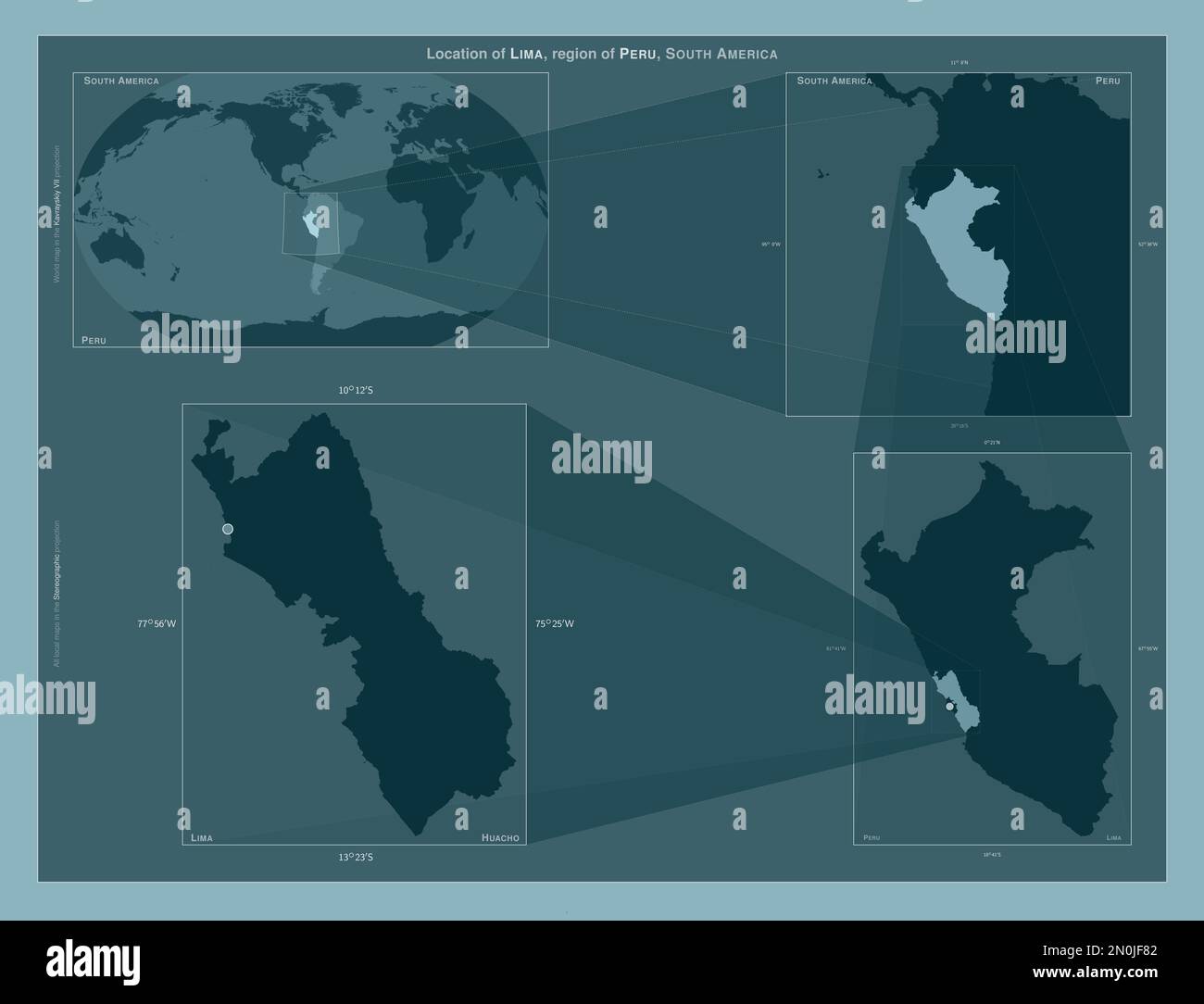 Lima, region of Peru. Diagram showing the location of the region on ...