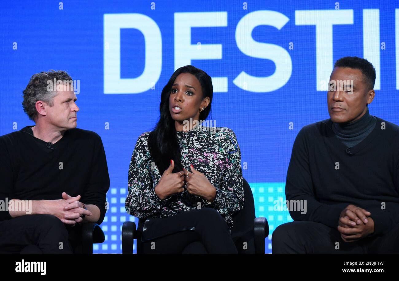 Jason Sands, from left, Kelly Rowland and Frank Gatson Jr. participate ...