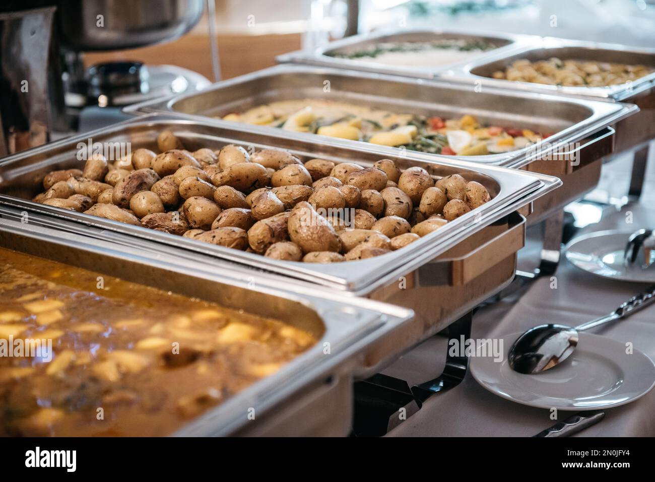 The Warm main courses as a buffet Stock Photo - Alamy