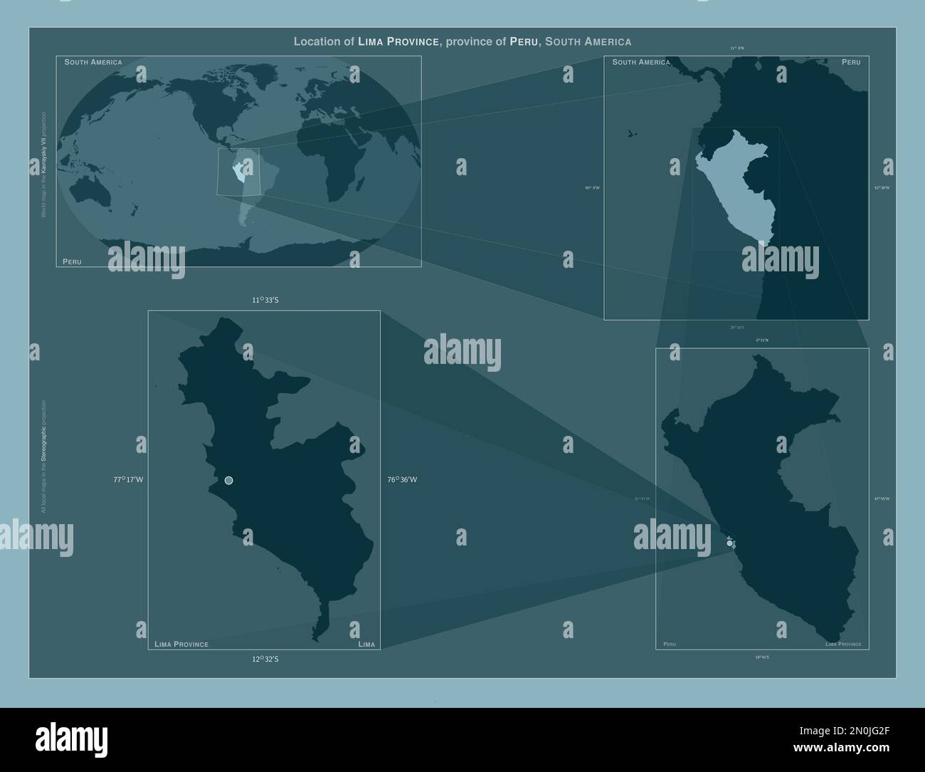 Lima Province, province of Peru. Diagram showing the location of the ...