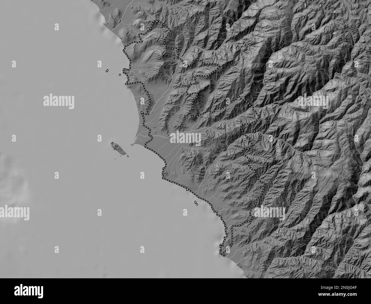 Lima Province, province of Peru. Bilevel elevation map with lakes and ...