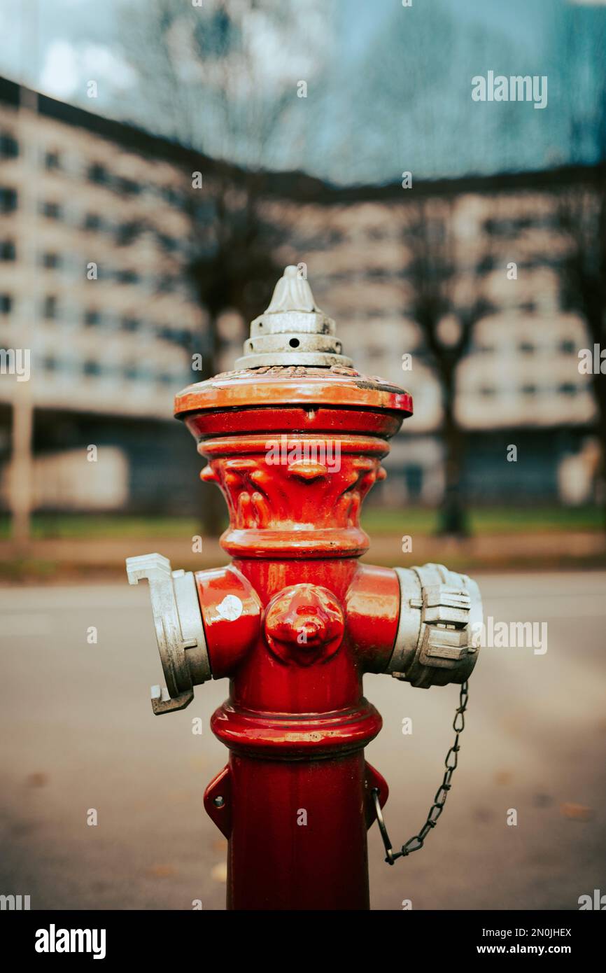 A vertical shot of the red Fire hydrant outdoors Stock Photo - Alamy